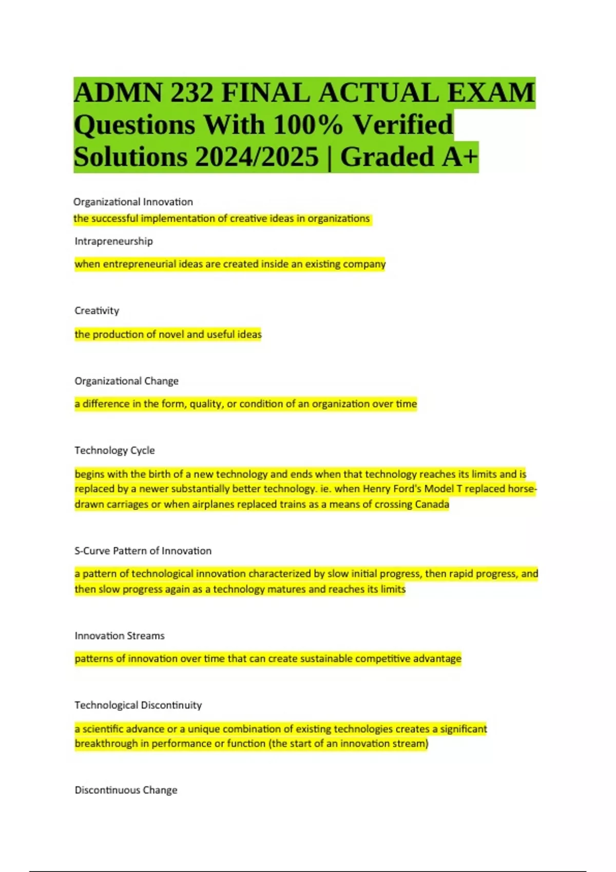 ADMN 232 Midterm Exam Questions With 100% Verified Answers Latest ...