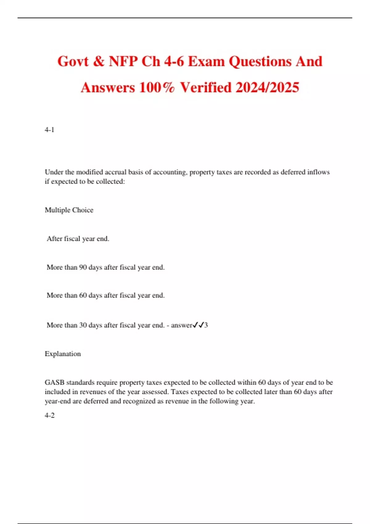 Govt & NFP Ch 4-6 Exam Questions And Answers 100% Verified 2024/2025 ...