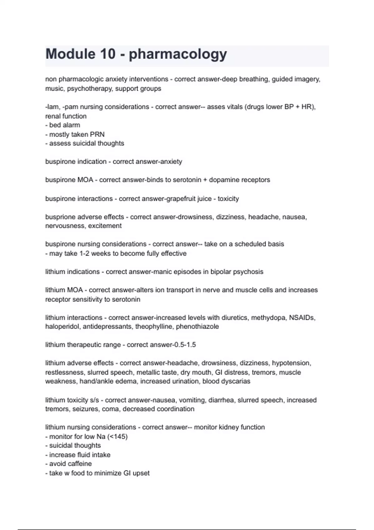 Module 10 - pharmacology with complete solutions - Module 10 - phalogy ...