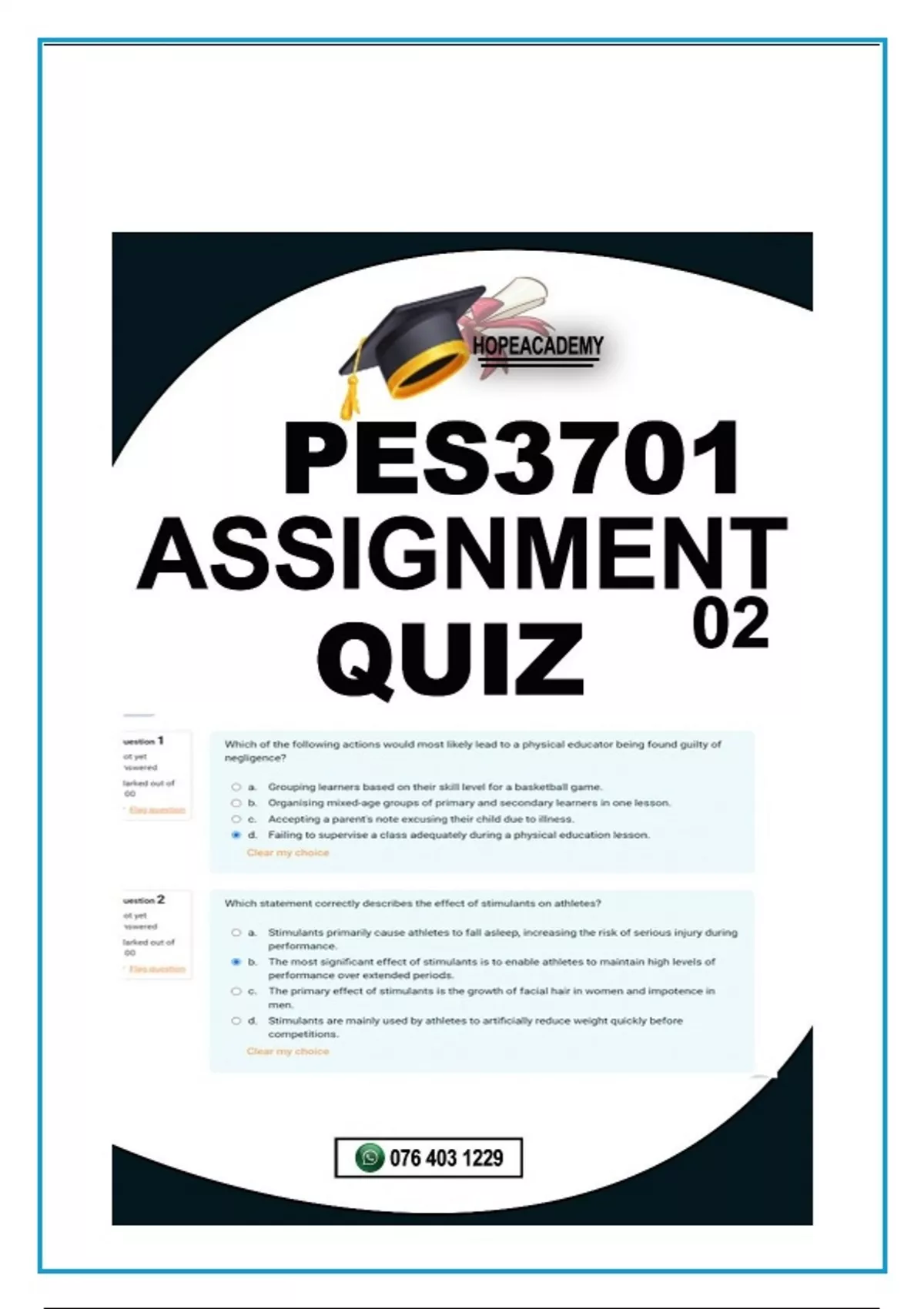 PES3701 ASSIGNMENT 2-QUIZ 2024 MCQ-100% PASS - PES3701 (PES3701 ...