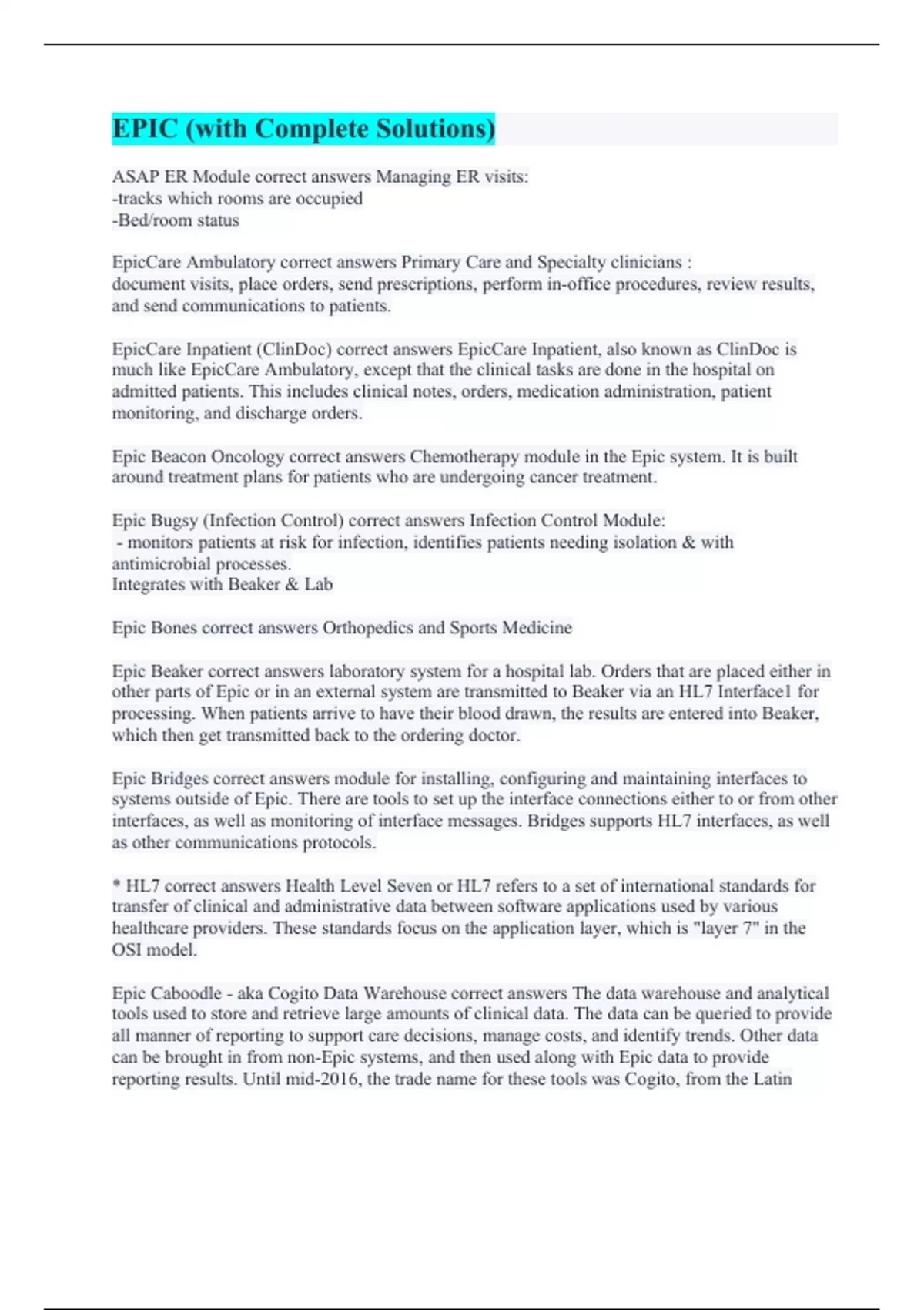 EPIC (with Complete Solutions) - EPIC - Stuvia US