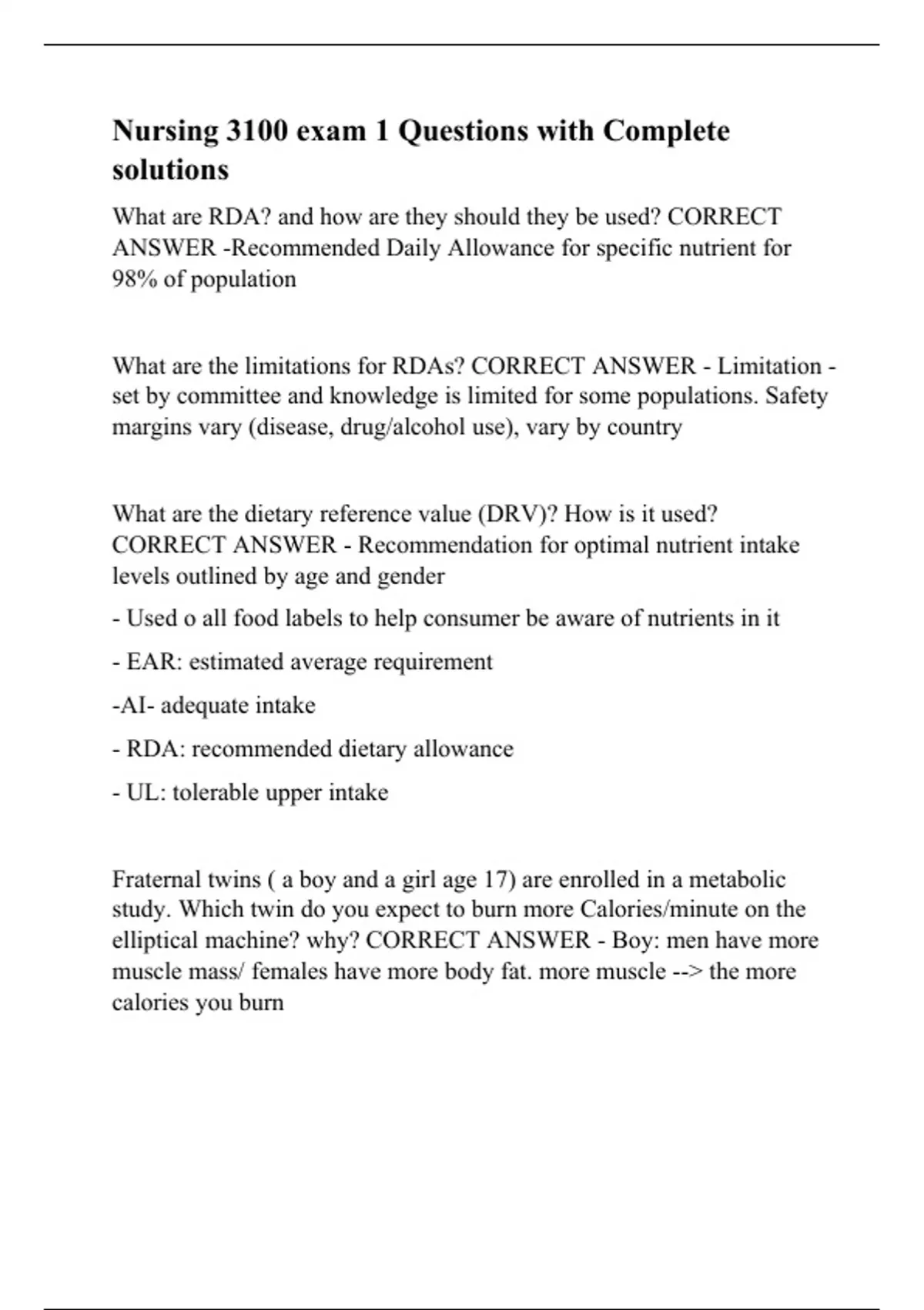 Nursing 3100 Galen College Of Nursing -Nursing 3100 exam 1 Questions ...