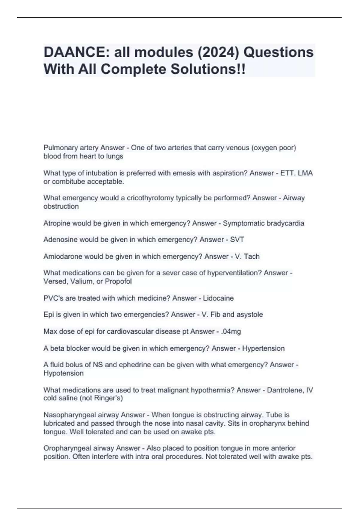 DAANCE: all modules (2024) Questions With All Complete Solutions ...