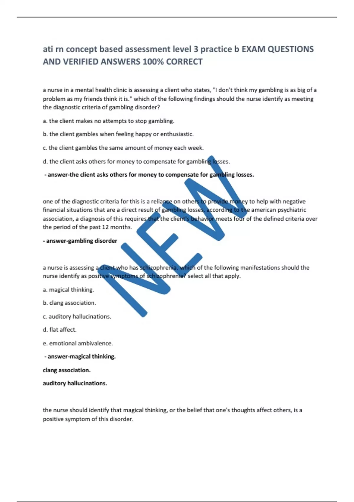 ati rn concept based assessment level 3 practice b EXAM QUESTIONS AND ...