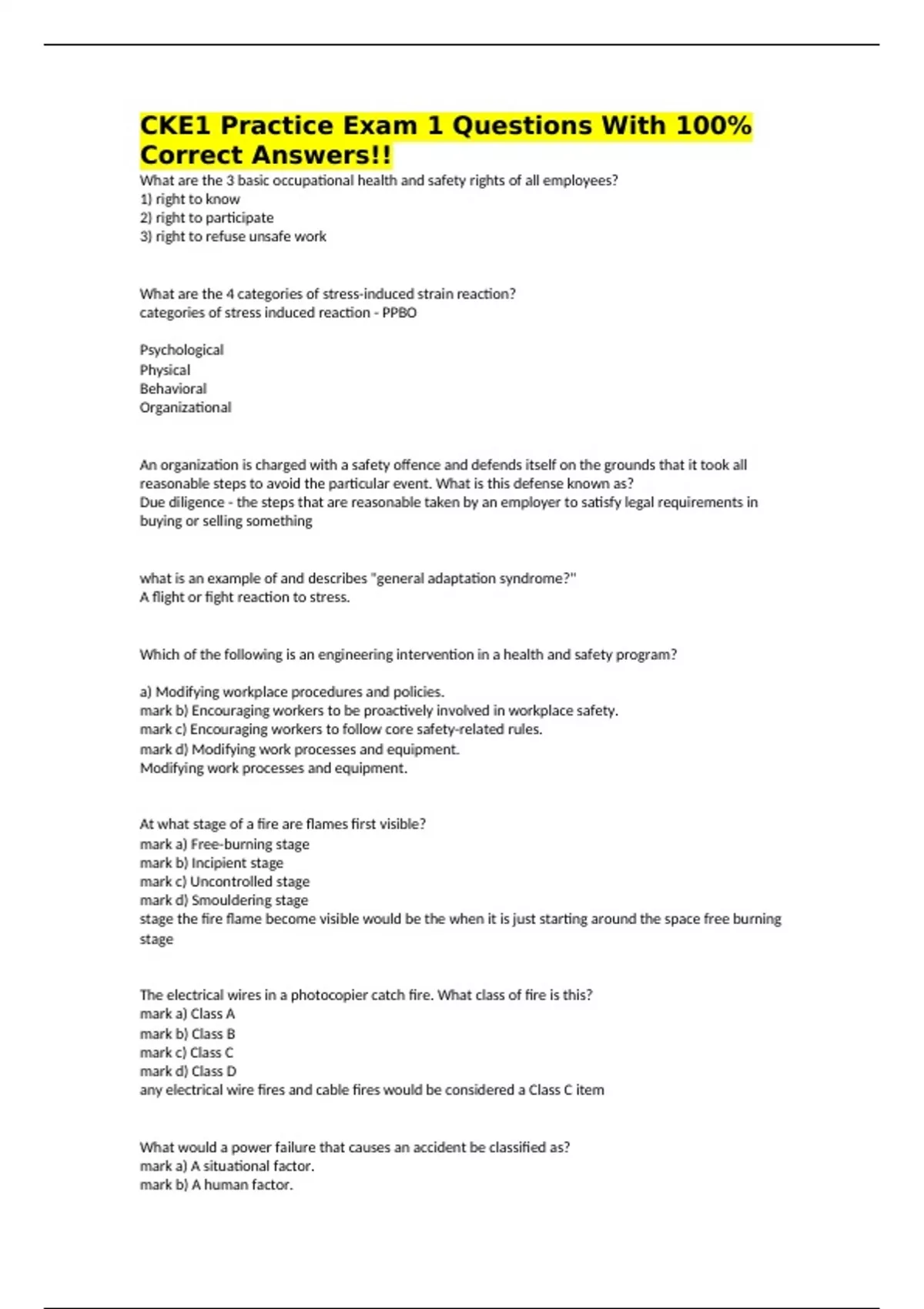 CKE1 Practice Exam 1 Questions With 100% Correct Answers!!Latest Update ...