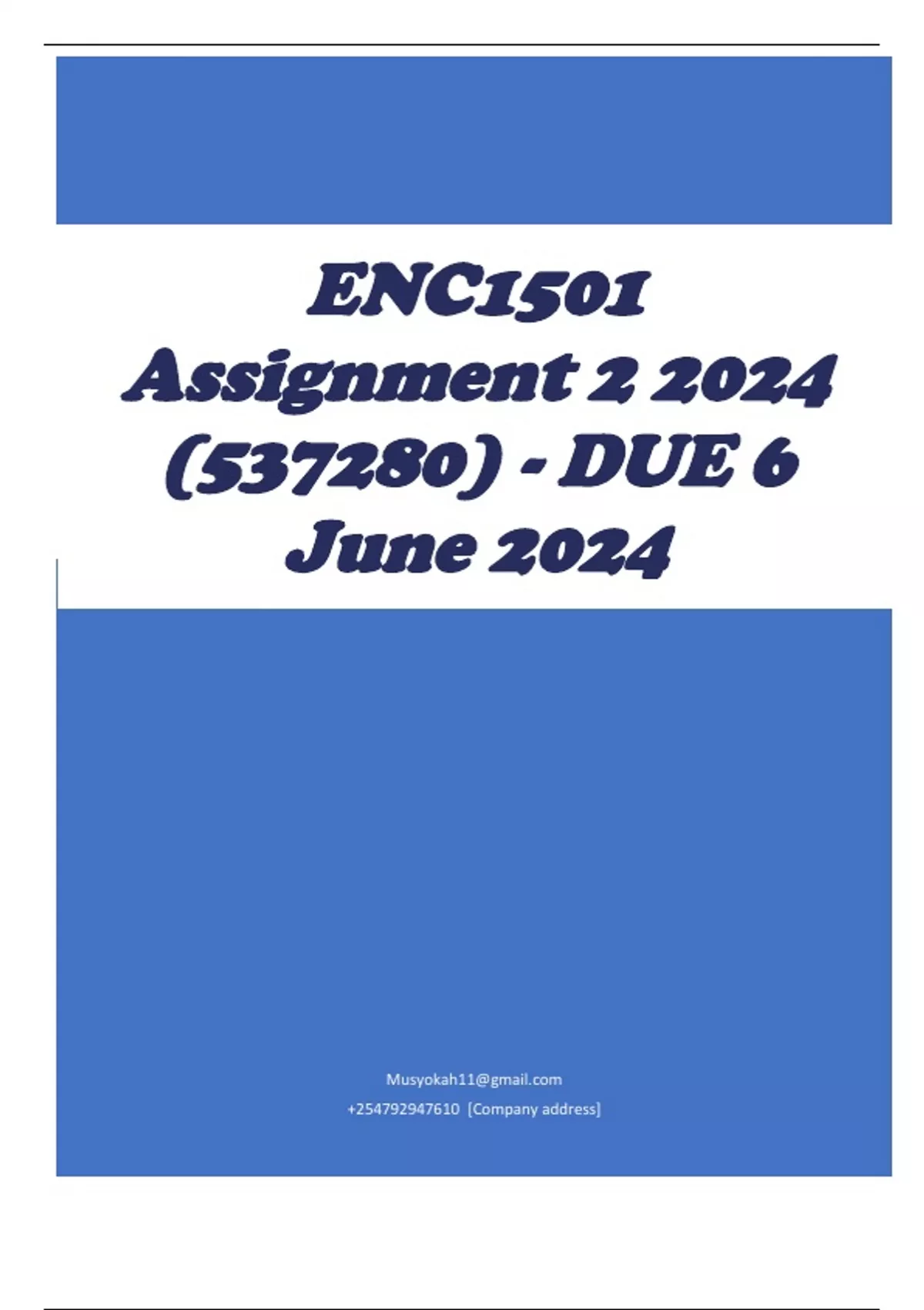 ENC1501 Assignment 2 2024 (537280) - DUE 6 June 2024 - ENC1501 (ENC1501) - Stuvia SA