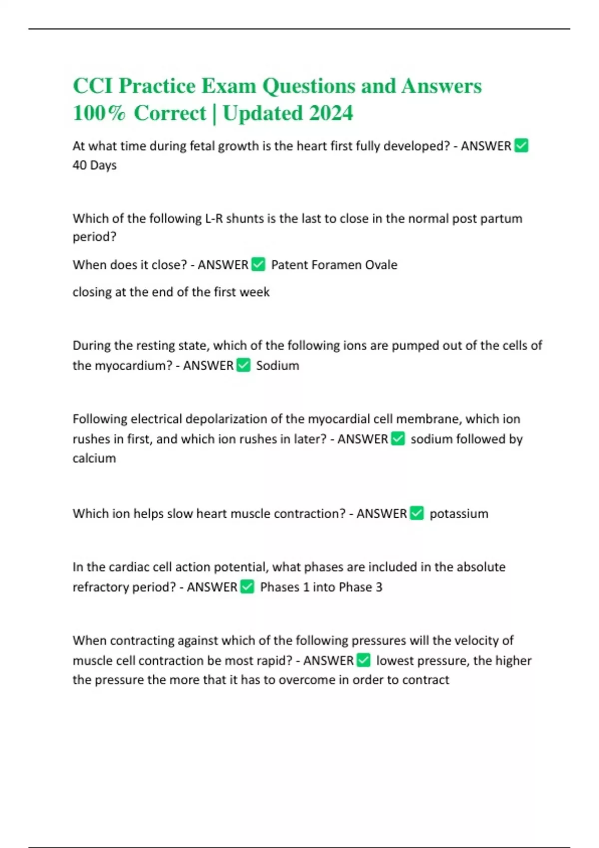 CCI Practice Exam Questions and Answers 100% Correct | Updated 2024 ...