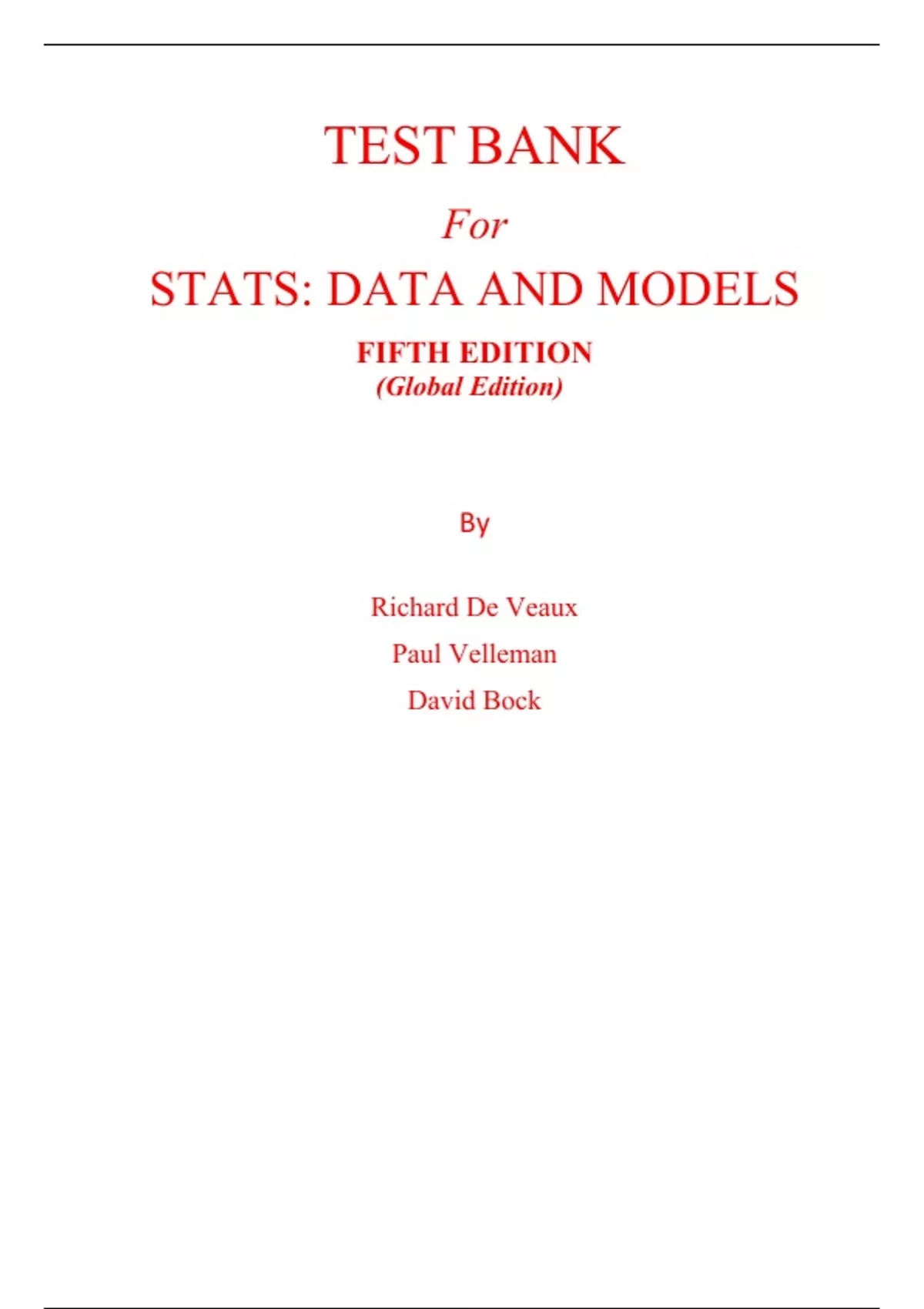Test Bank for Stats Data and Models 5th Edition (Global Edition) By ...