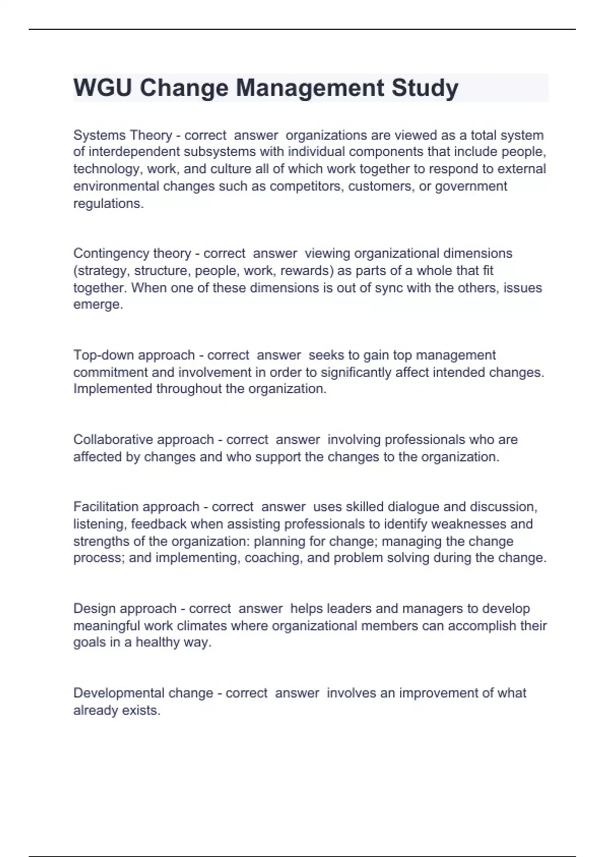 WGU Change Management Study Fully solved 2025/2025 - WGU C201 - Stuvia US