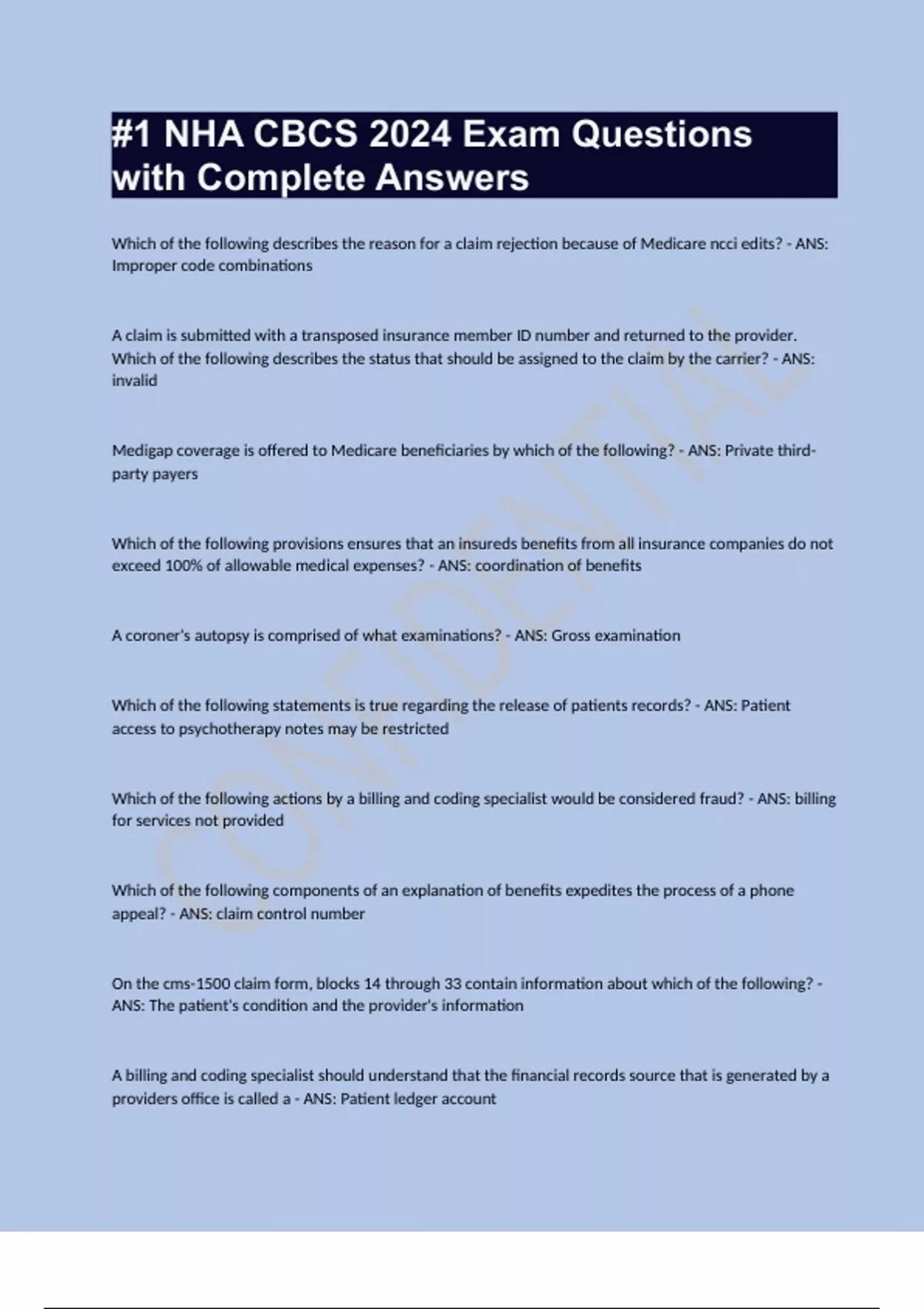 CBCS practice test Questions with Correct Solutions Bundle Compilation ...