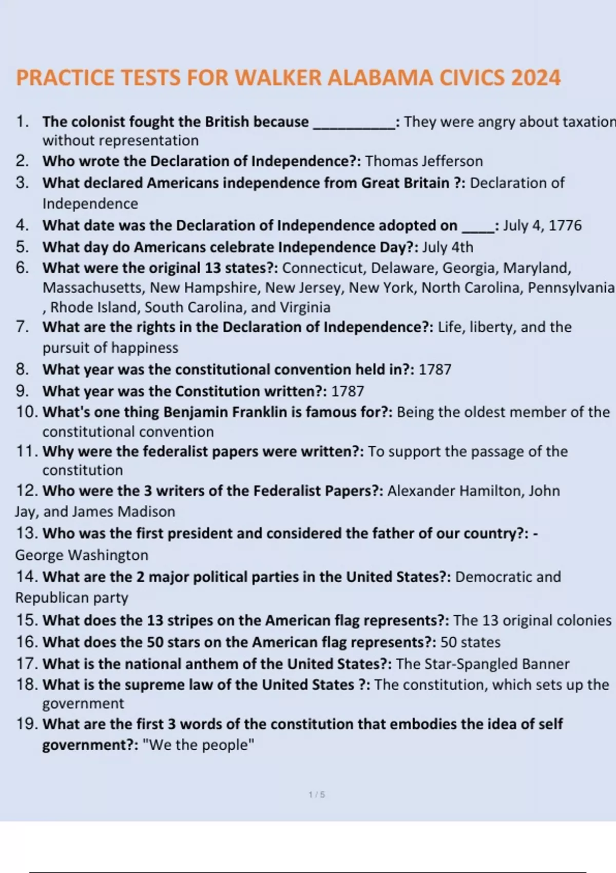 PRACTICE TESTS FOR WALKER ALABAMA CIVICS 2024 - WALKER ALABAMA CIVICS ...