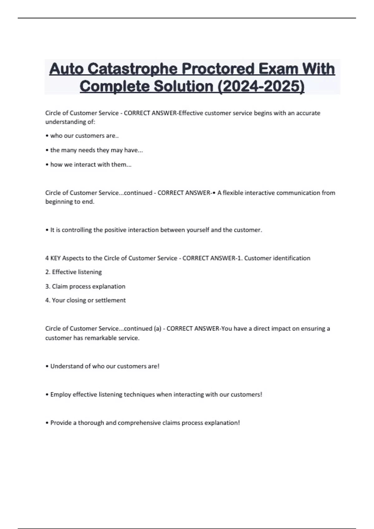 Auto Catastrophe Proctored Exam With Complete Solution () - Auto body ...