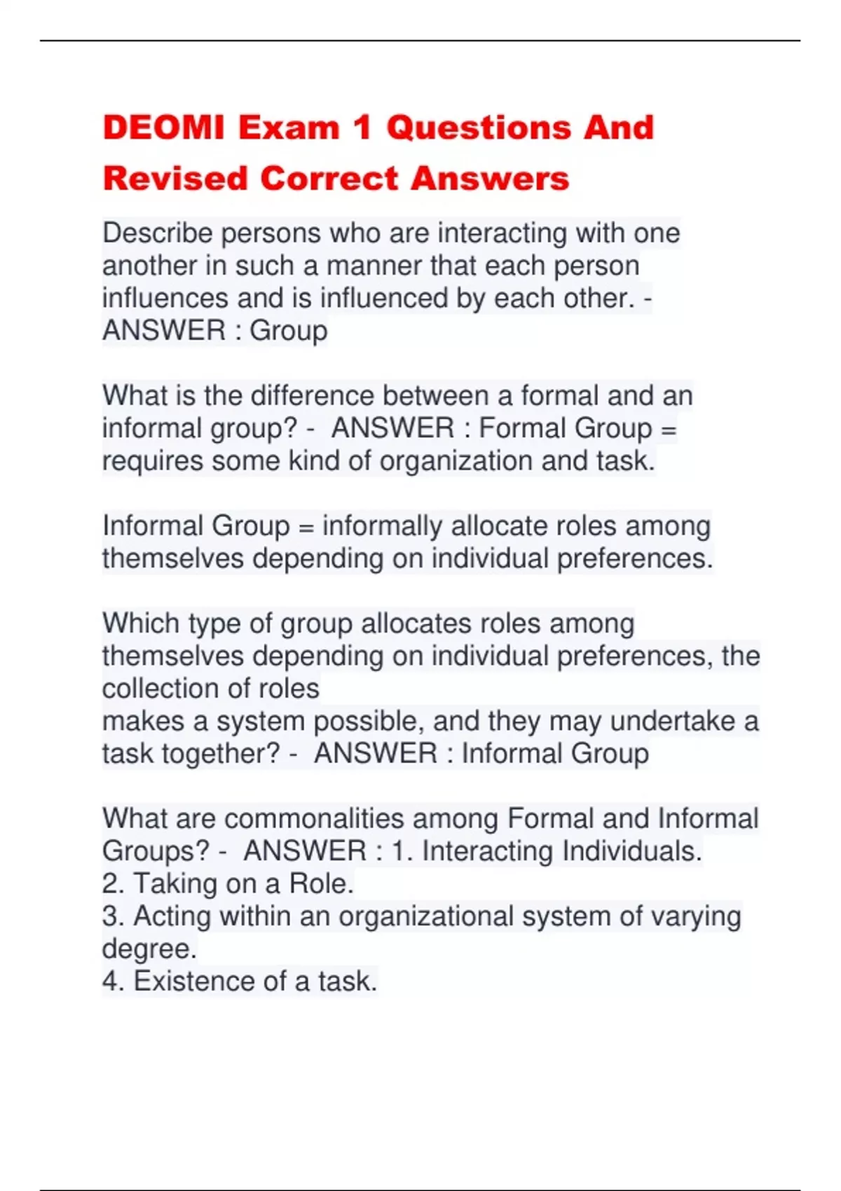 DEOMI Exam 1 Questions And Revised Correct Answers - DEOMI - Stuvia US