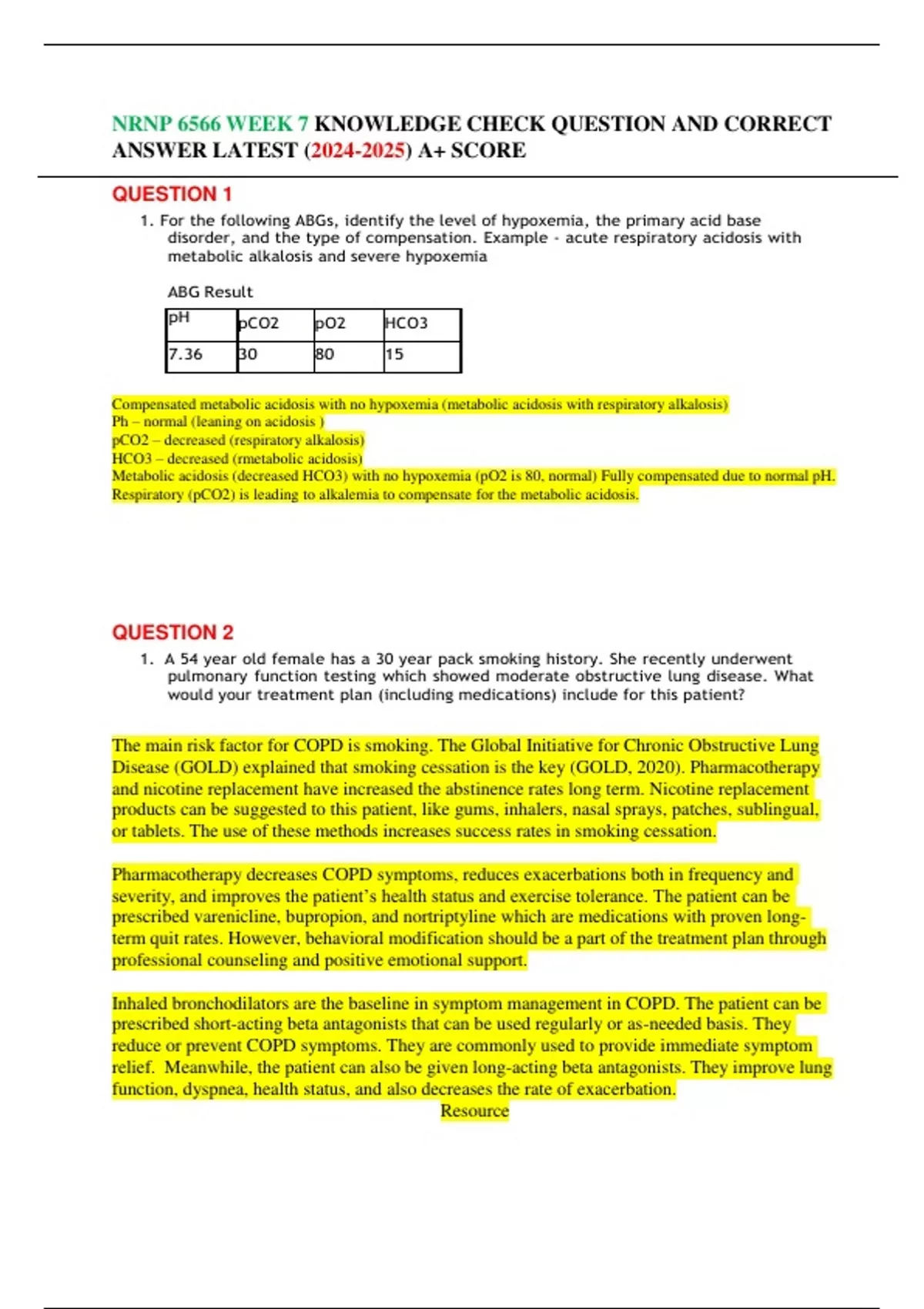 NRNP 6566 WEEK 7 KNOWLEDGE CHECK QUESTION AND CORRECT ANSWER LATEST ...