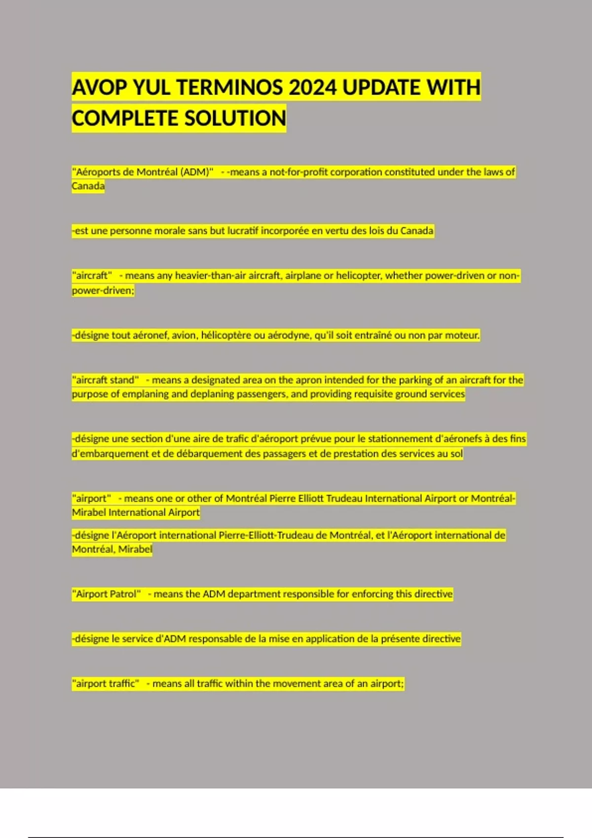 AVOP YUL TERMINOS 2024 UPDATE WITH COMPLETE SOLUTION - AVOP - Stuvia NL