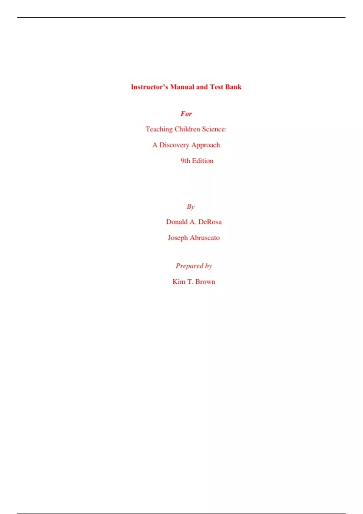 Instructor Manual with Test Bank for Teaching Children Science A ...