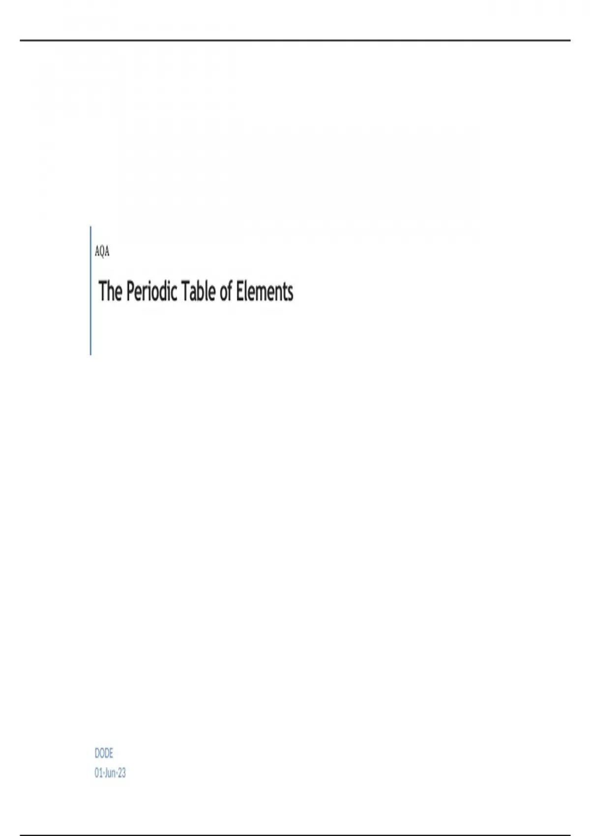 AQA GCSE The Periodic Table of Elements INSERT FOR JUNE 2023 - Combined ...