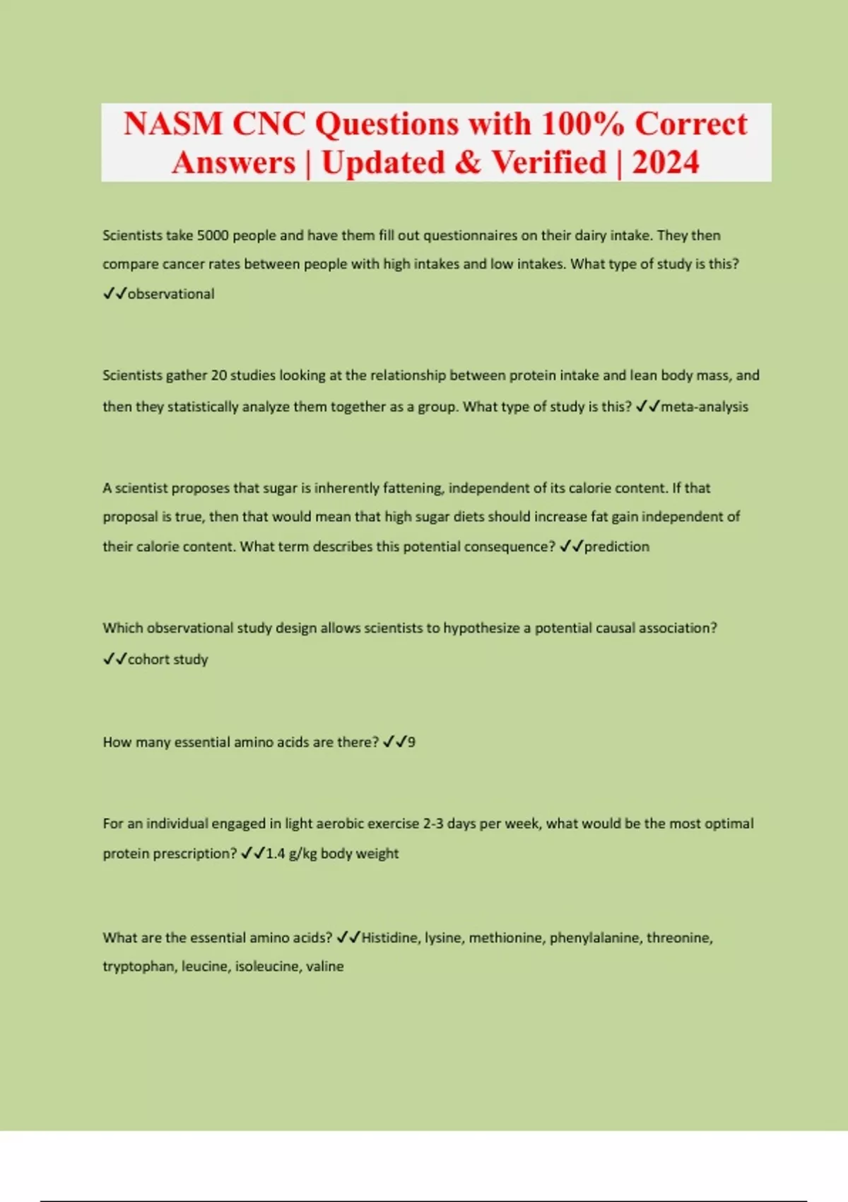 NASM CNC Questions with 100% Correct Answers | Updated & Verified ...