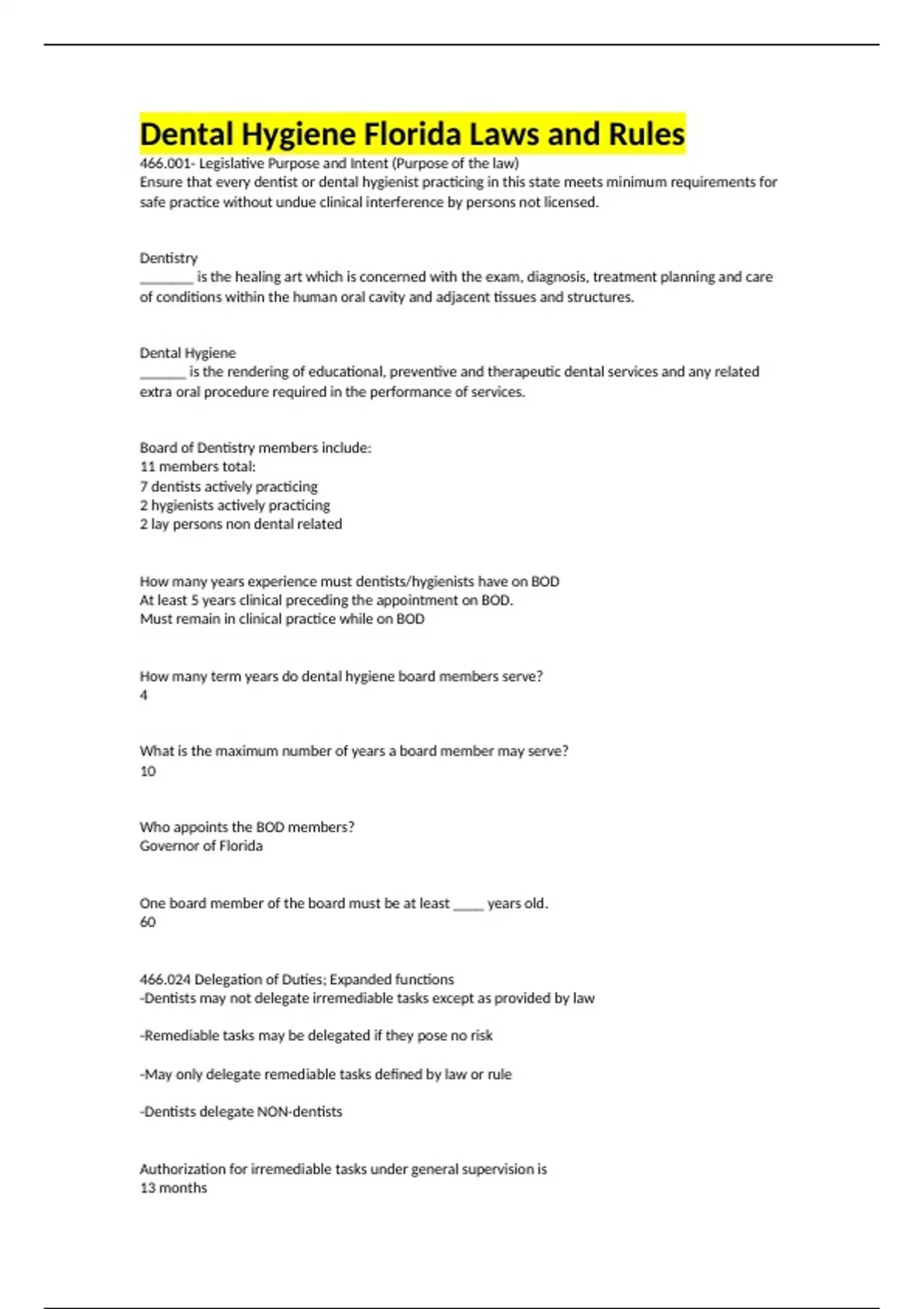 Dental Hygiene Florida Laws and Rules - Dental Hygiene Florida Laws and ...