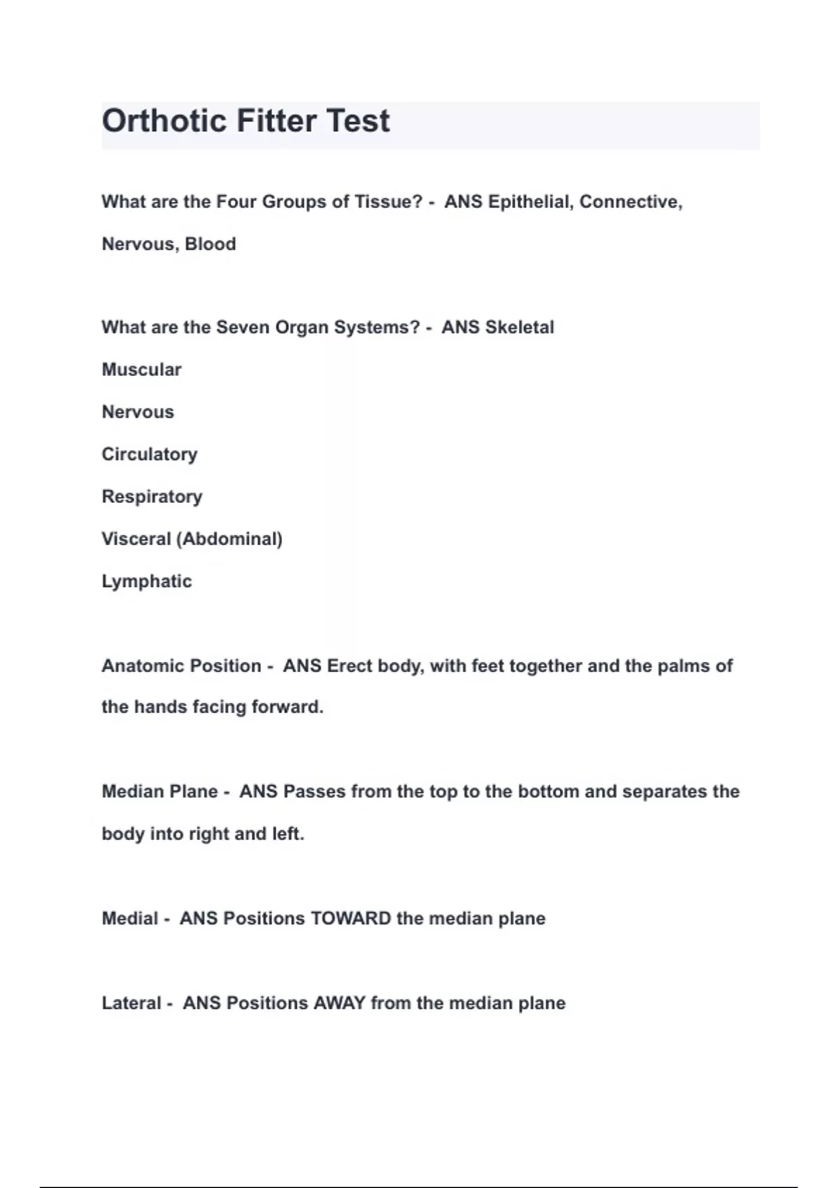 Orthotic Fitter Test Questions & Answers 2024 ( A+ GRADED 100% VERIFIED ...