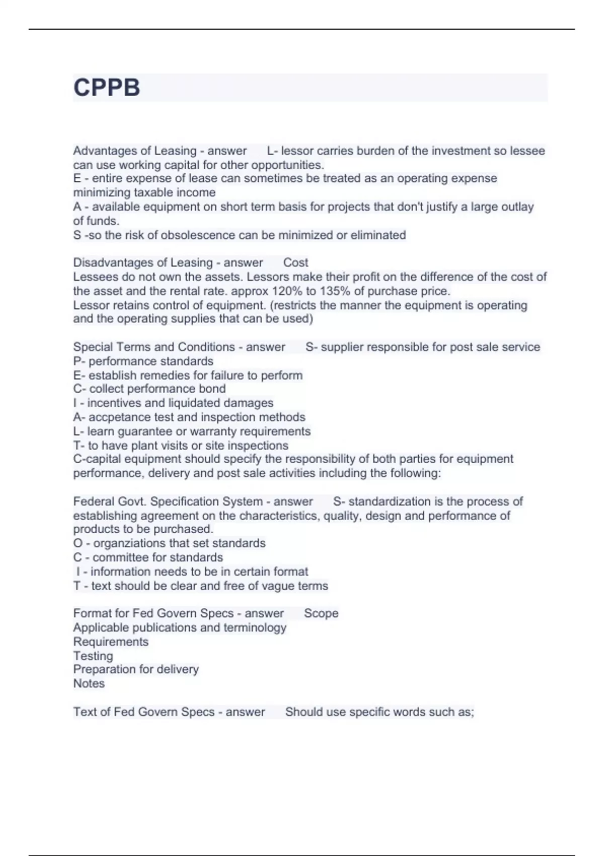 CPPB. QUESTIONS WITH CORRECT ANSWERS 2024 - CPPB - Stuvia US