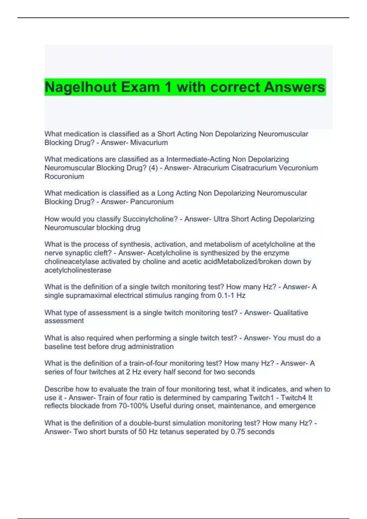 Nagelhout Exam 1 with correct Answers 2024 - Nagelhout - Stuvia UK