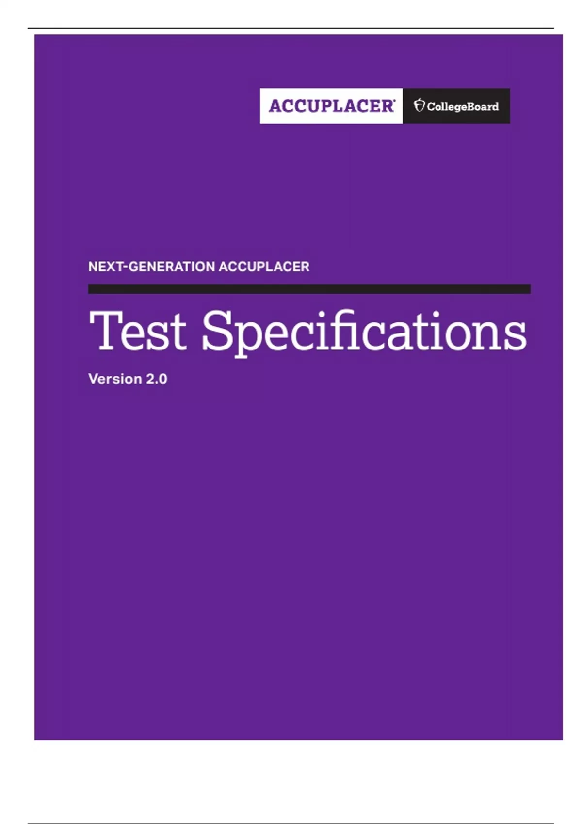 Accuplacer Next Generation Test Specifications Manual Accuplacer Math Algebra Stuvia Us