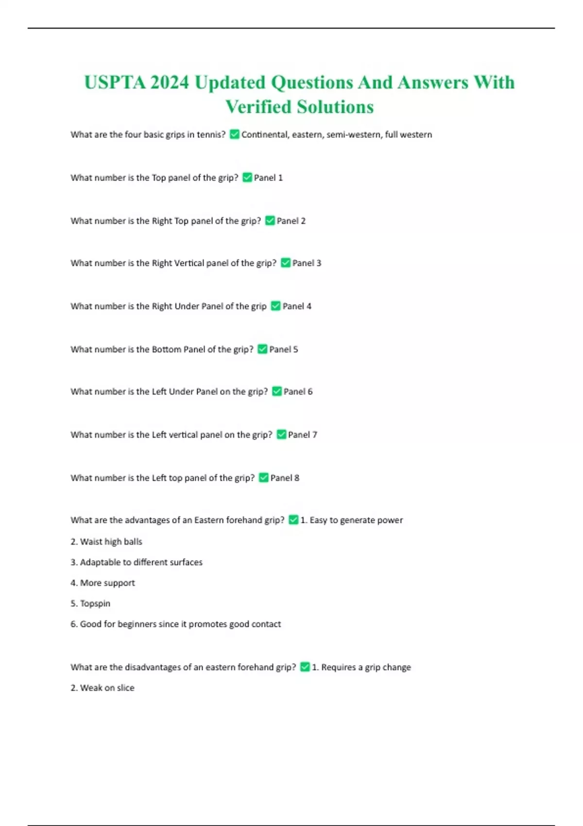 USPTA 2024 Updated Questions And Answers With Verified Solutions ...
