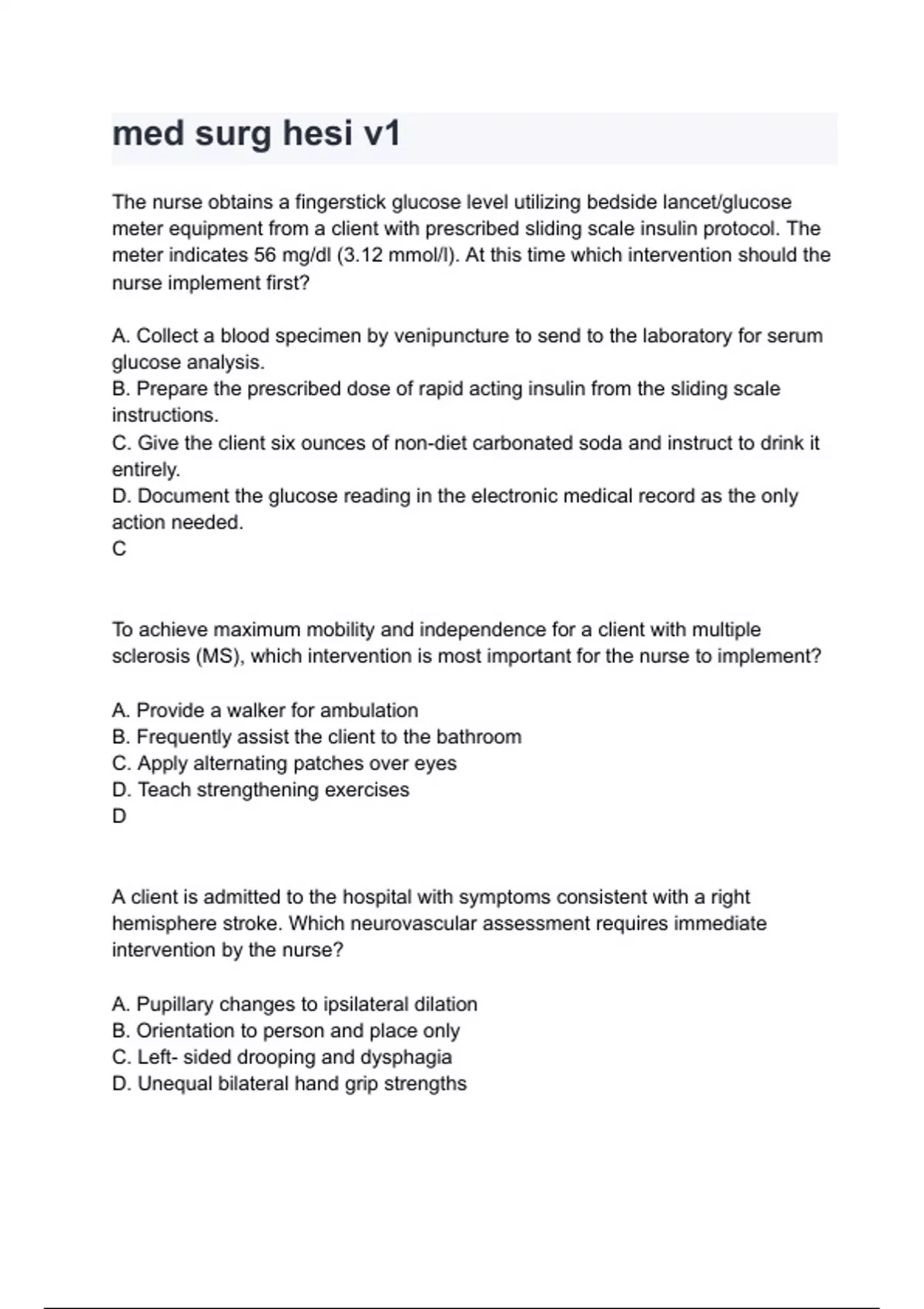 med surg hesi v1 With complete solution - HESI Med Surg Practice ...