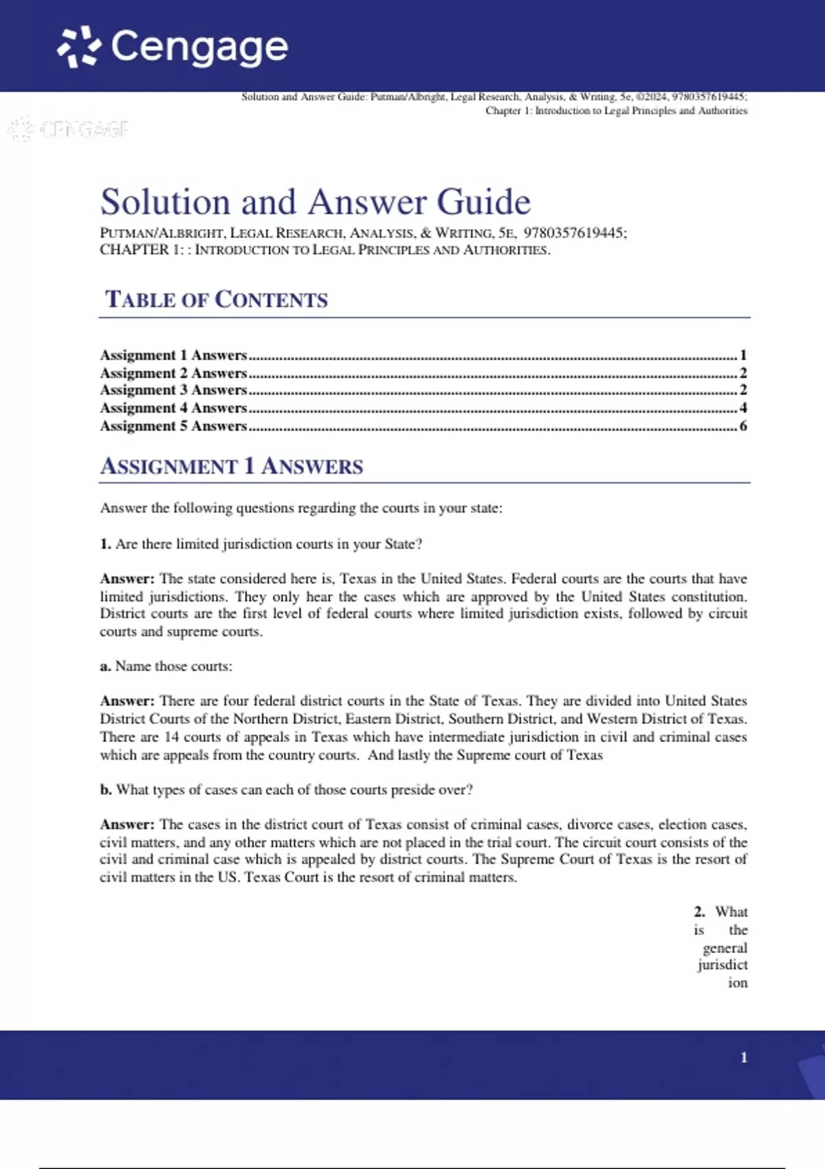 Solution Manual for Legal Research, Analysis, and Writing, 5th Edition ...