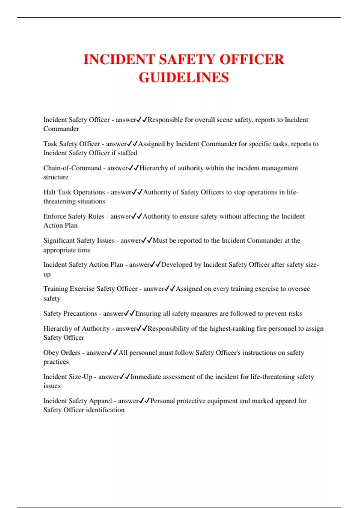 INCIDENT SAFETY OFFICER GUIDELINES - Incident Safety Officer - Stuvia US