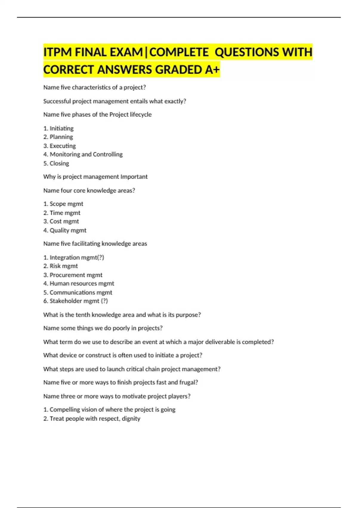 ITPM FINAL EXAM|COMPLETE QUESTIONS WITH CORRECT ANSWERS GRADED A+ - ITPM - Stuvia US