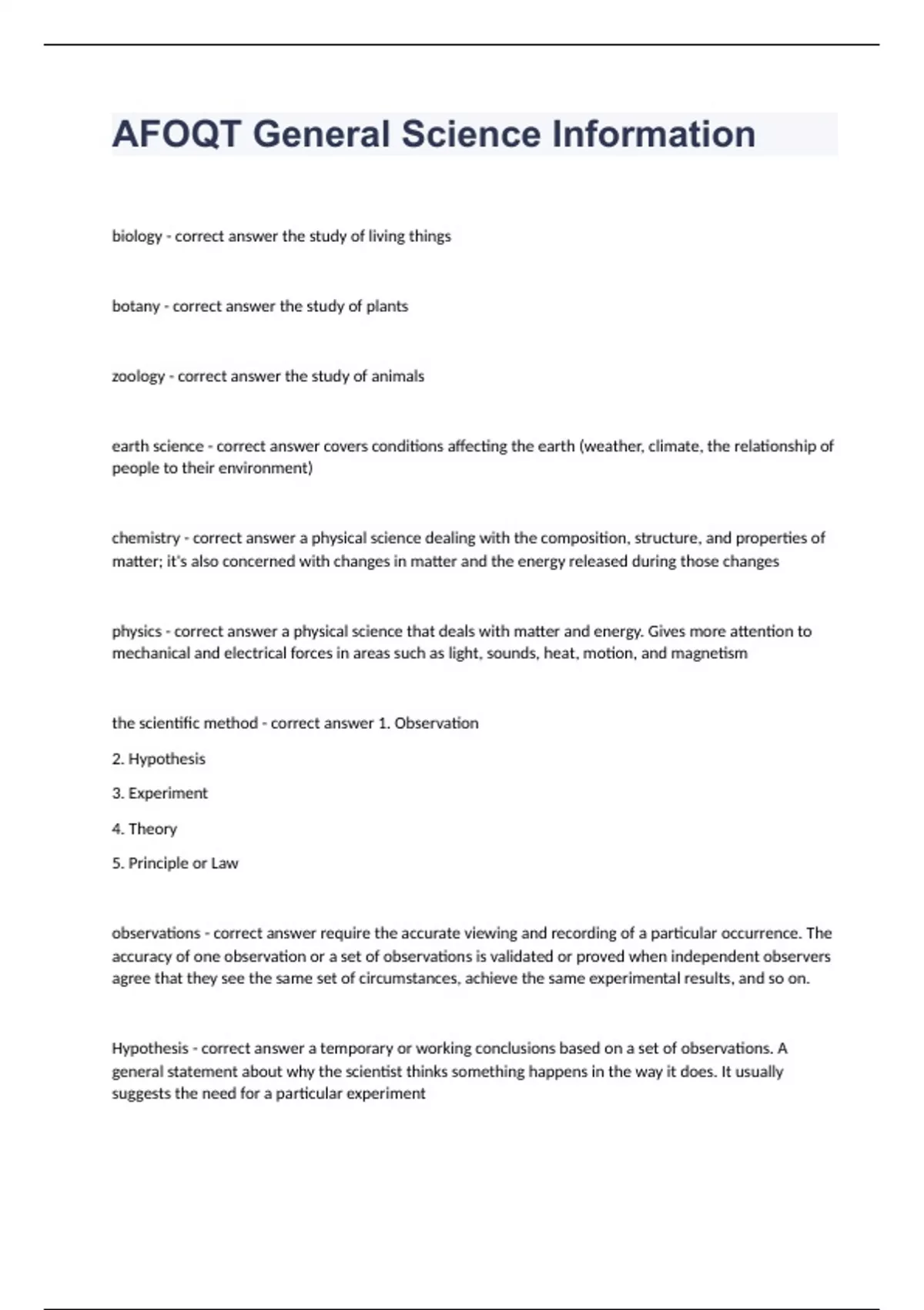 AFOQT General Science Information Study Guide Test 2024. - AFOQT ...