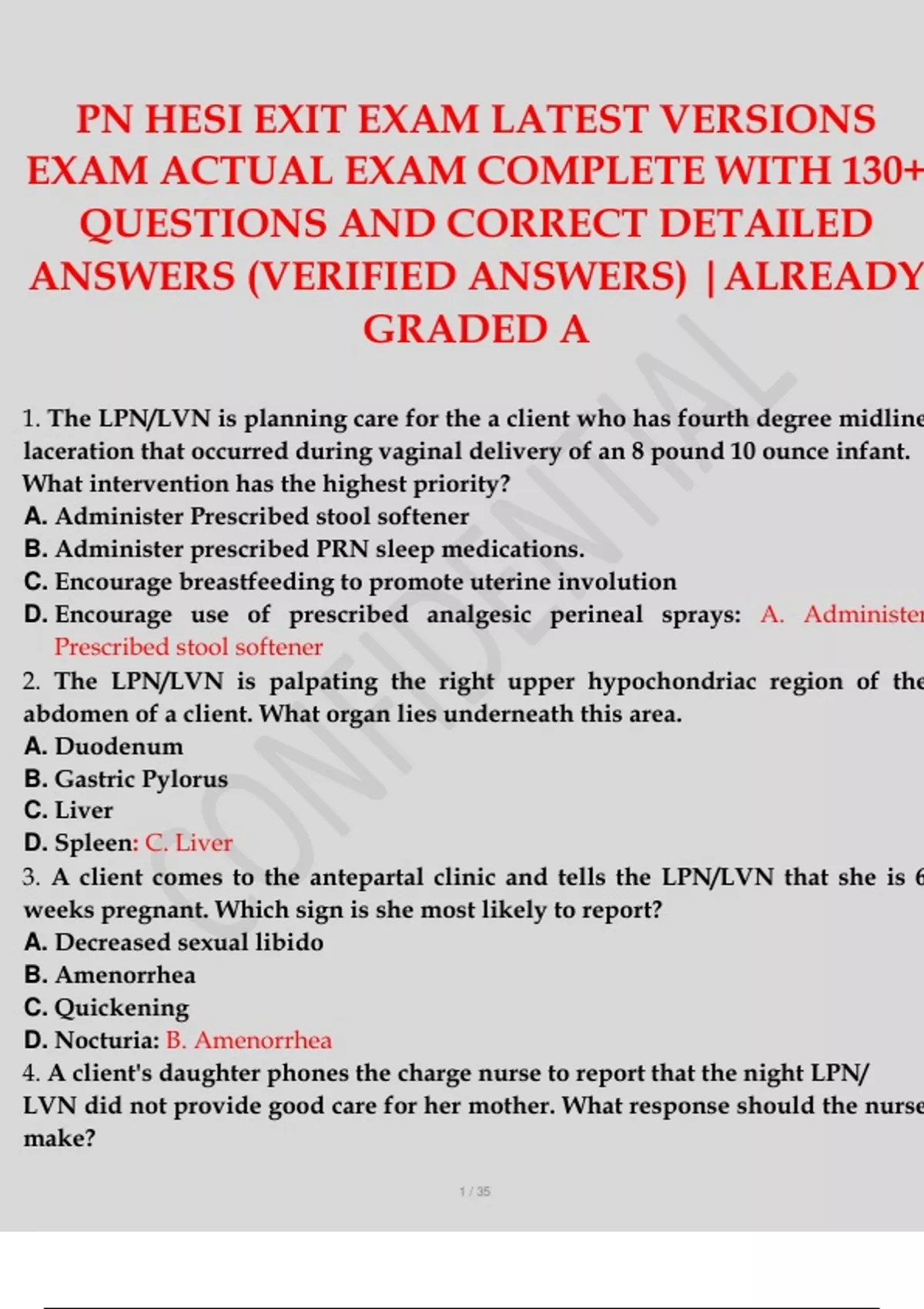 PN HESI EXIT EXAM LATEST VERSIONS EXAM ACTUAL EXAM COMPLETE WITH 130 ...