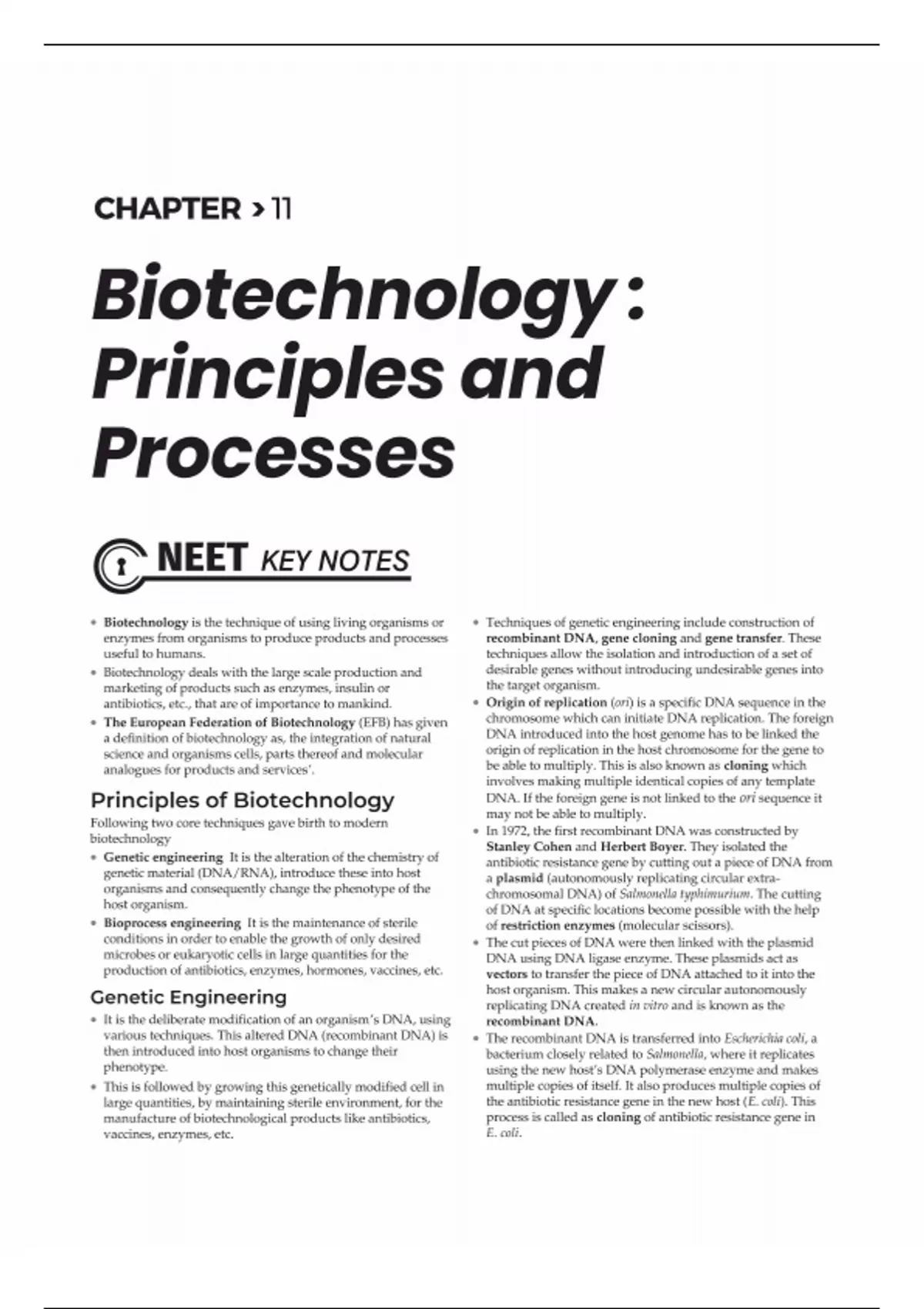 biotechnology principles and process summary notes + mastering multiple ...