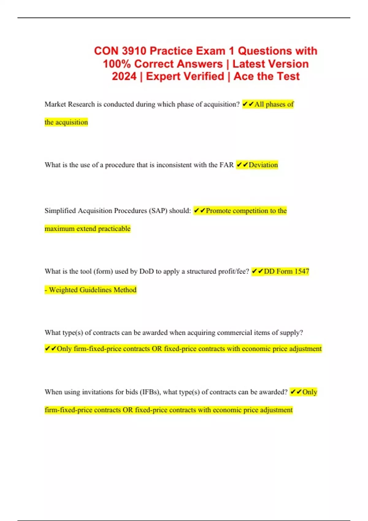 CON 3910 Practice Exam 1 Questions with 100% Correct Answers | Latest ...