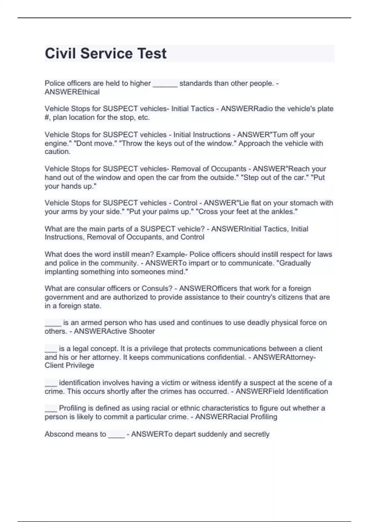 Civil Service Test.Civil service certification questions with answers ...