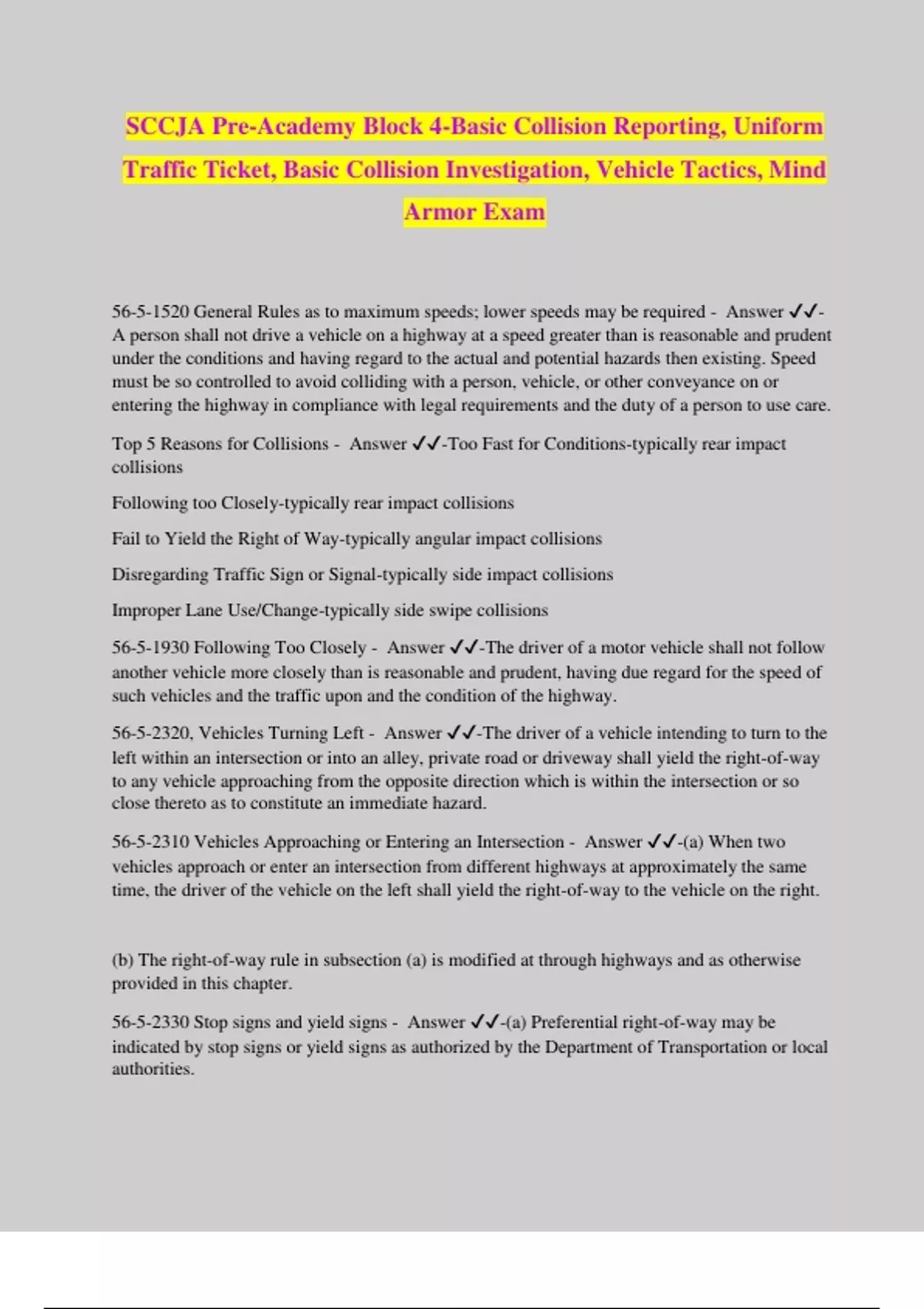 Sccja Pre Academy Block 4 Basic Collision Reporting Uniform Traffic Ticket Basic Collision