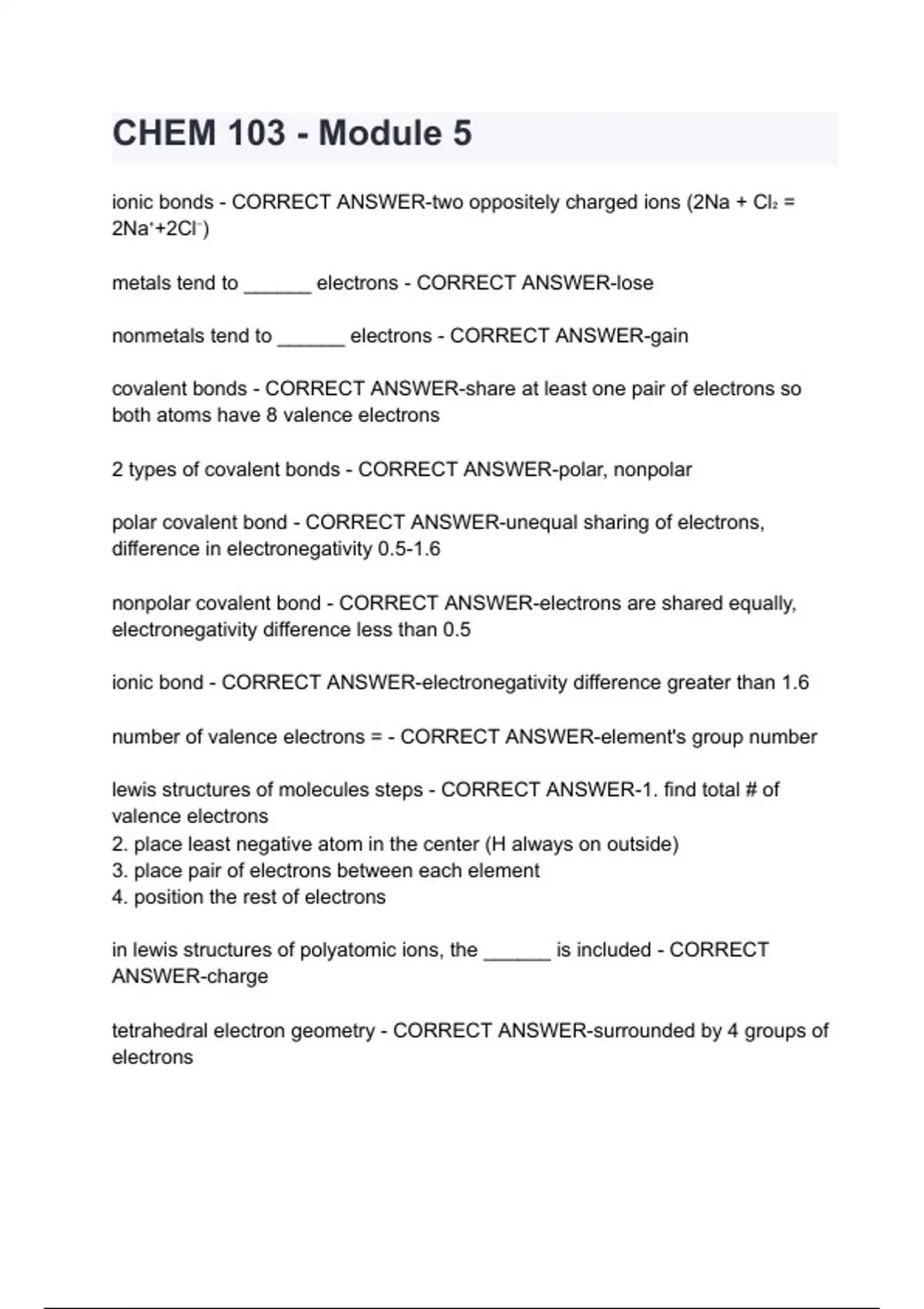 CHEM 103 - Module 5 with complete solution - Chem complete course ...