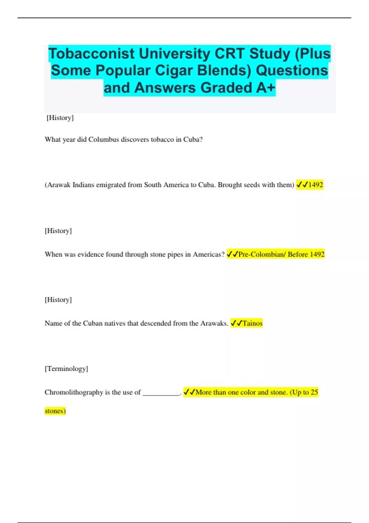 Tobacconist University CRT Study (Plus Some Popular Cigar Blends ...