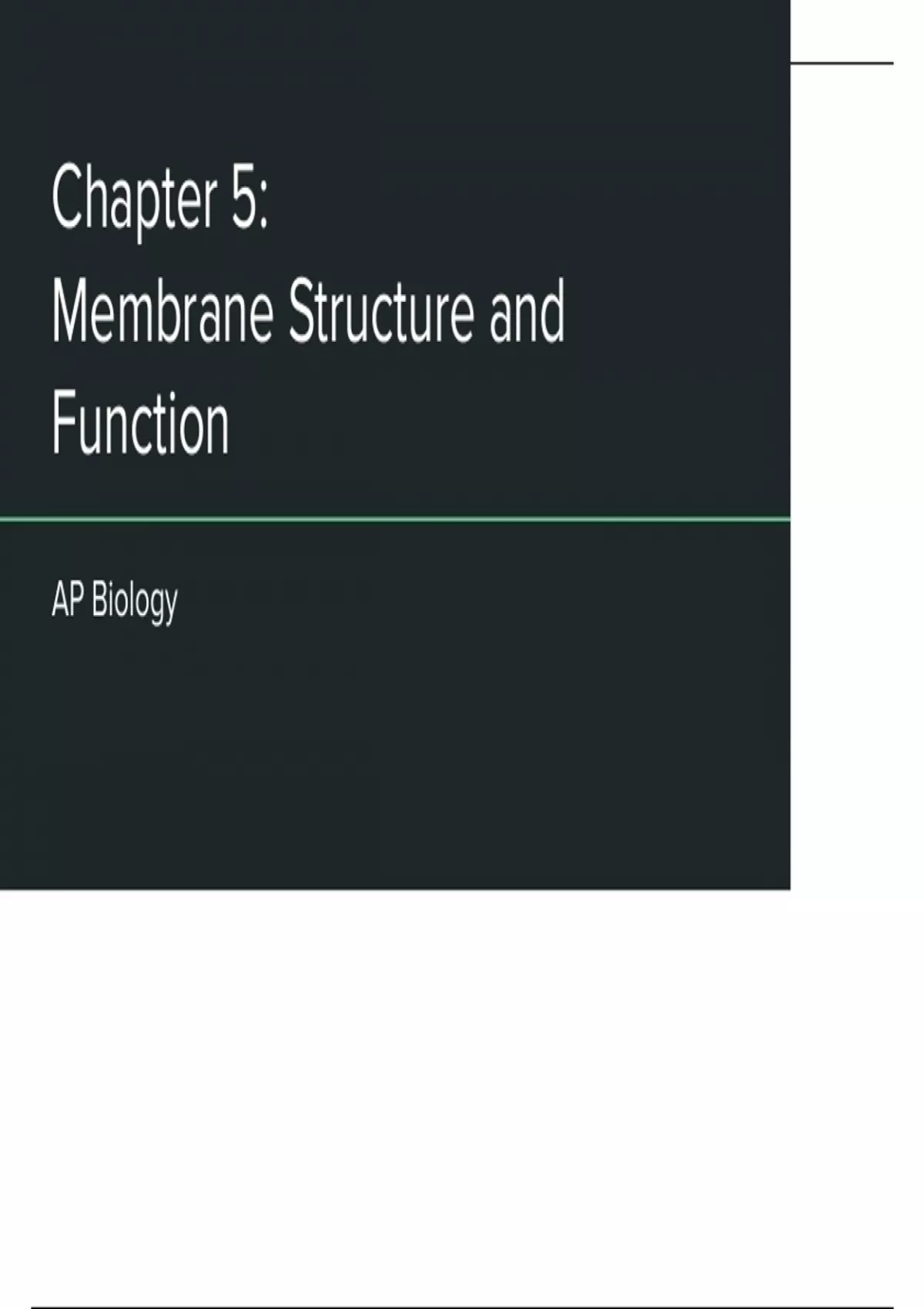 Chapter 5: Membrane Structure and Function - Chapter 5: Membrane Structure and Function - Stuvia US