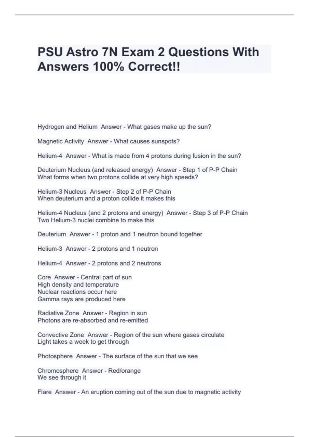 PSU Astro 7N Exam 2 Questions With Answers 100% Correct!! - Astro 7N ...