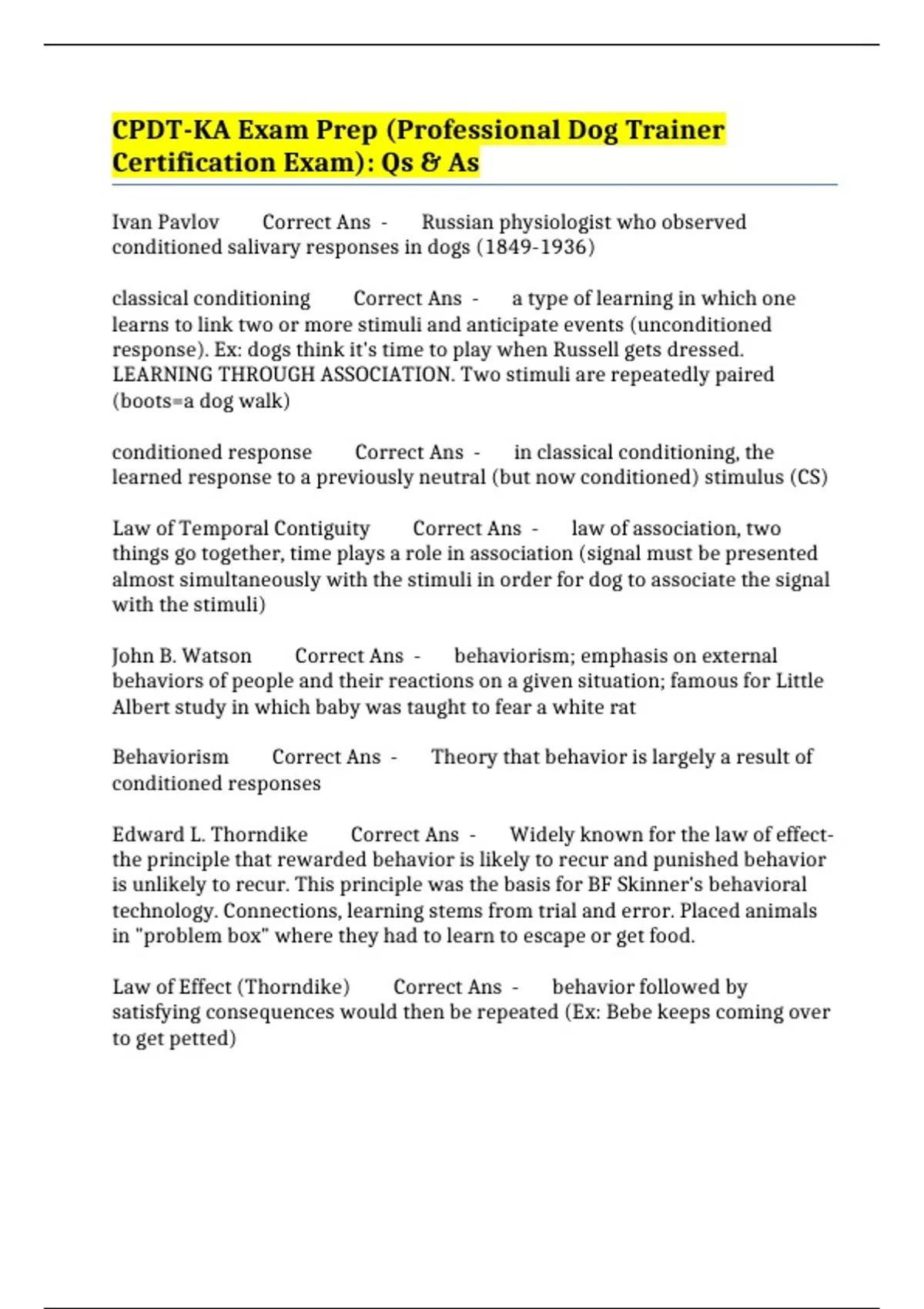 CPDT-KA Exam Prep (Professional Dog Trainer Certification Exam): Qs ...