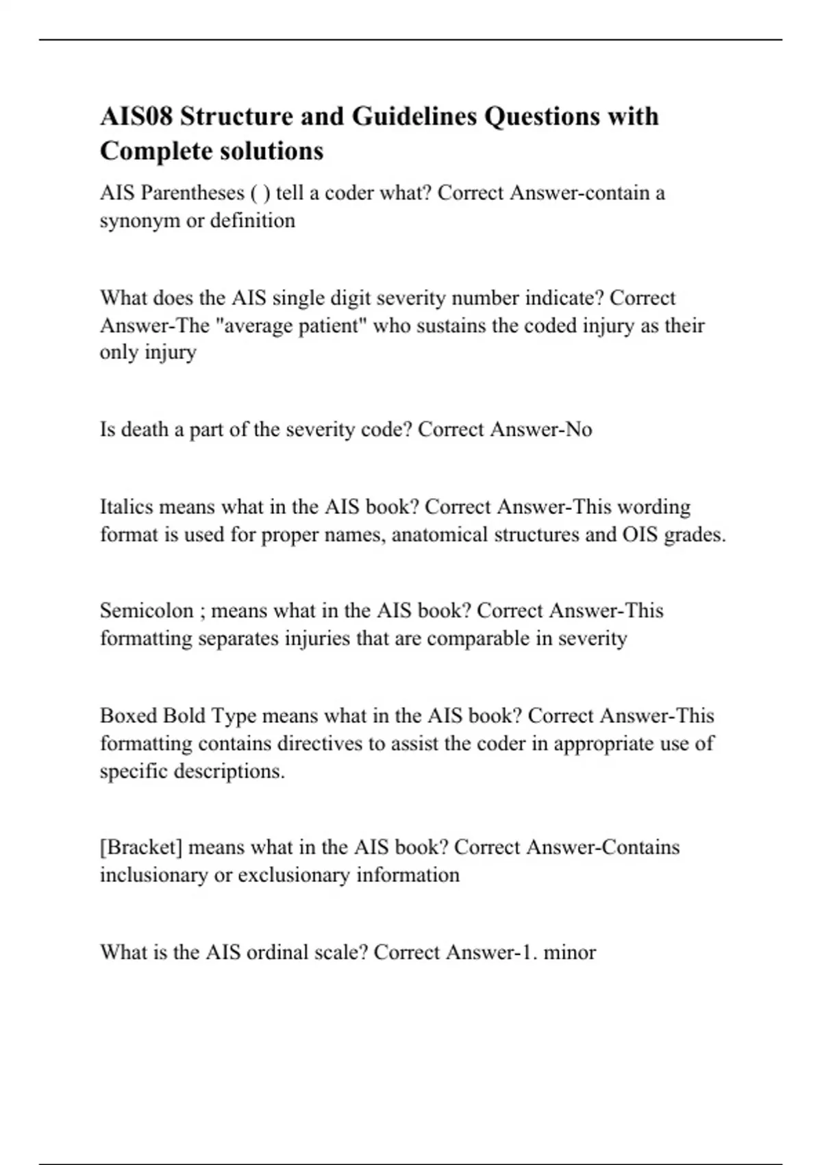 AIS08 Structure and Guidelines Questions with Complete solutions ...