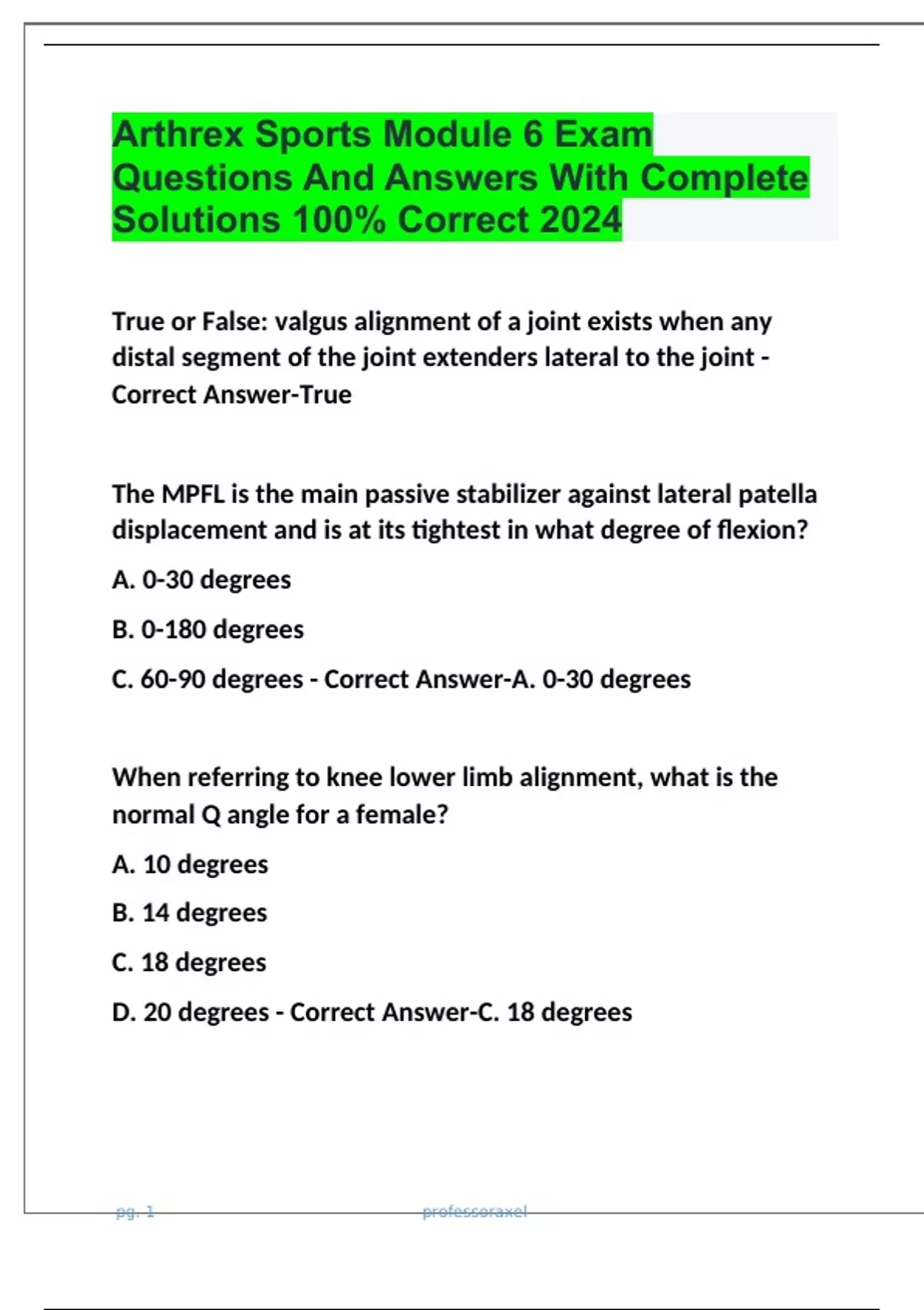 Arthrex Sports Module 6 Exam Questions And Answers With Complete ...