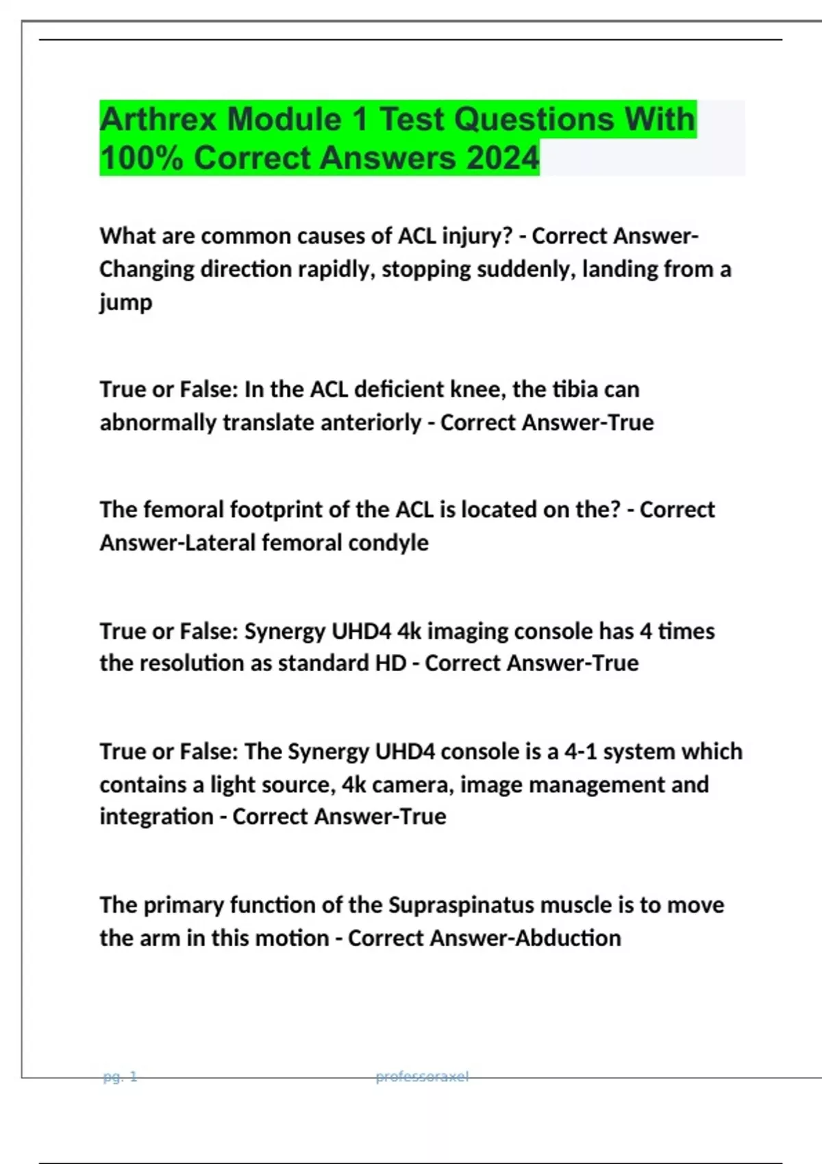 Arthrex Module 1 Test Questions With 100% Correct Answers 2024 ...