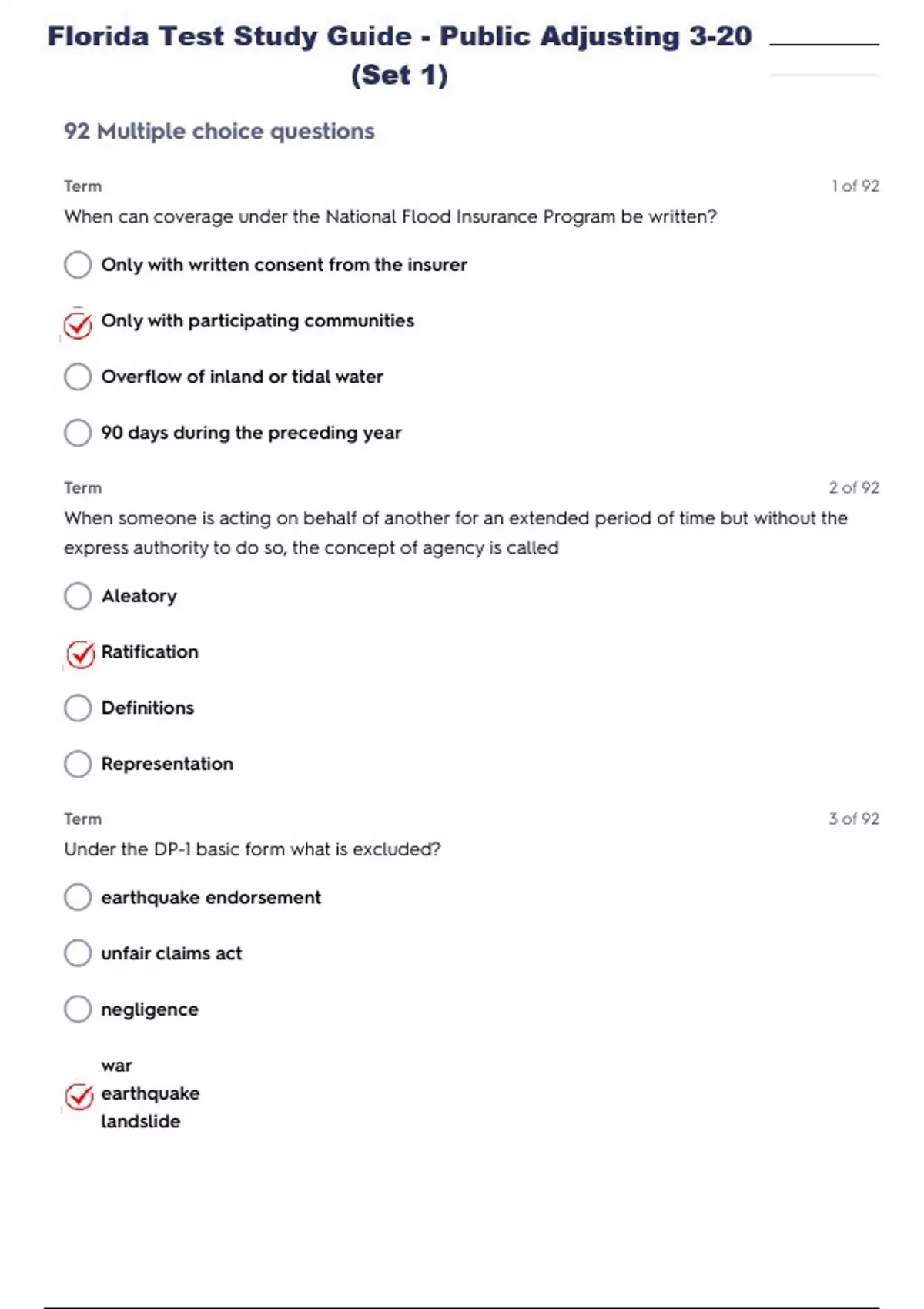 Florida Test Study Guide - Public Adjusting 3-20 (Set 1) - Claims ...
