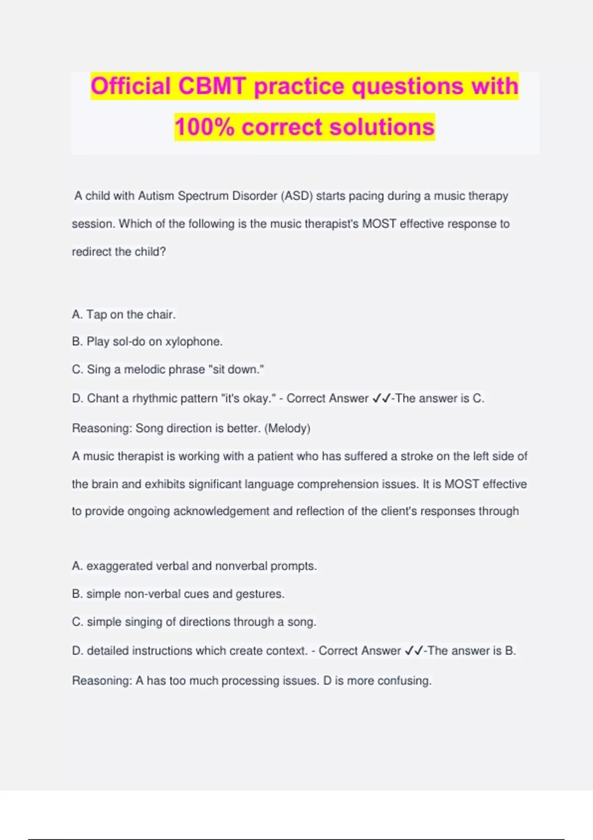 Official CBMT practice questions with 100% correct solutions - CBMT ...