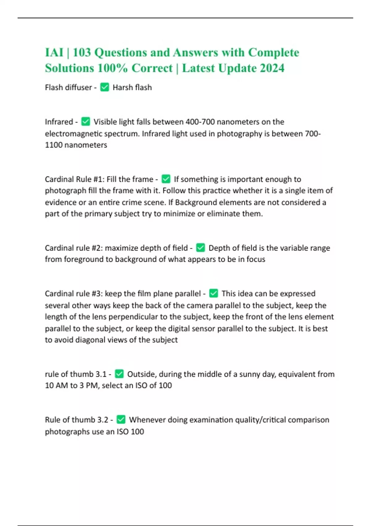 IAI | 103 Questions and Answers with Complete Solutions 100% Correct ...