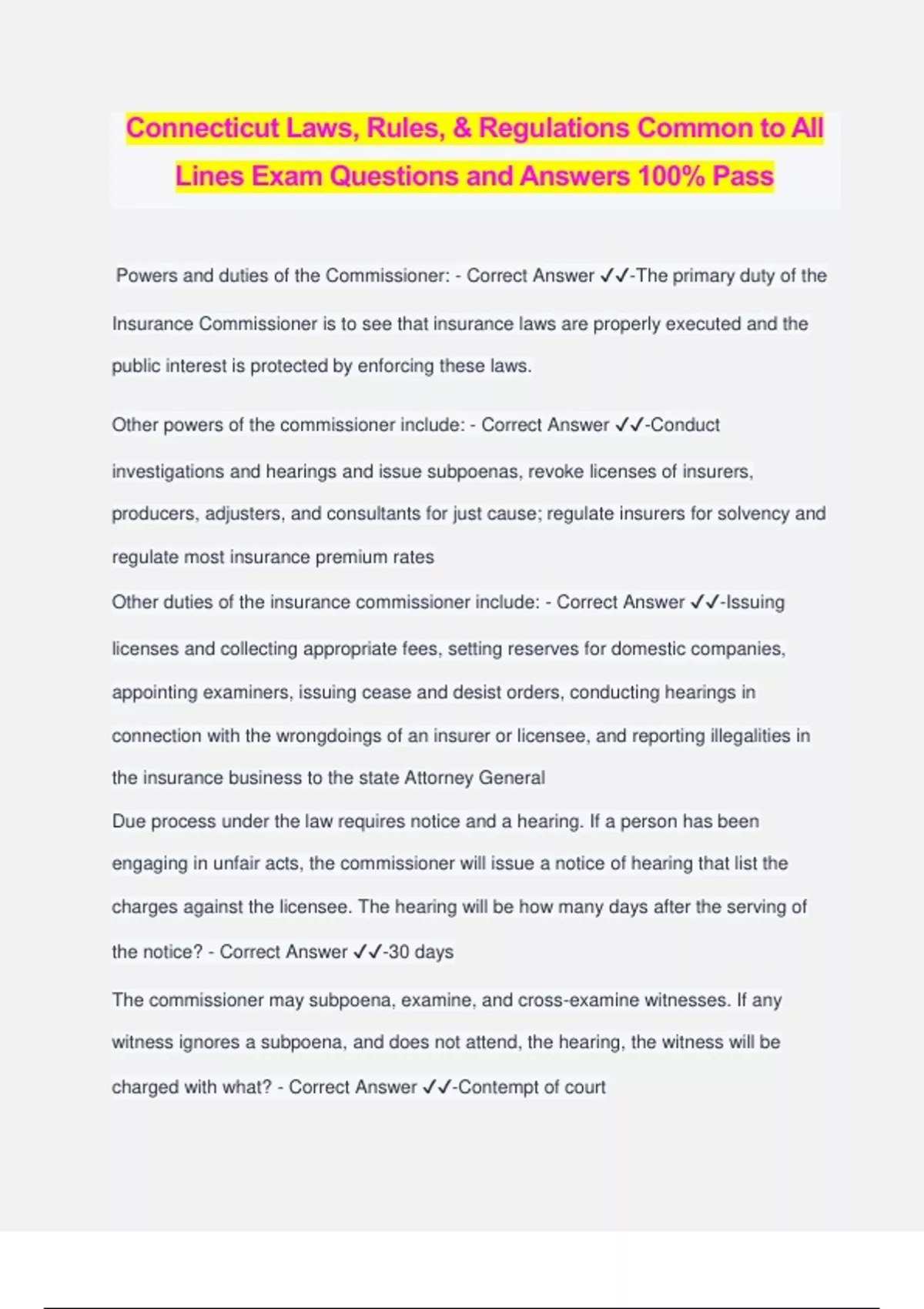 Connecticut Laws, Rules, & Regulations Common to All Lines Exam ...